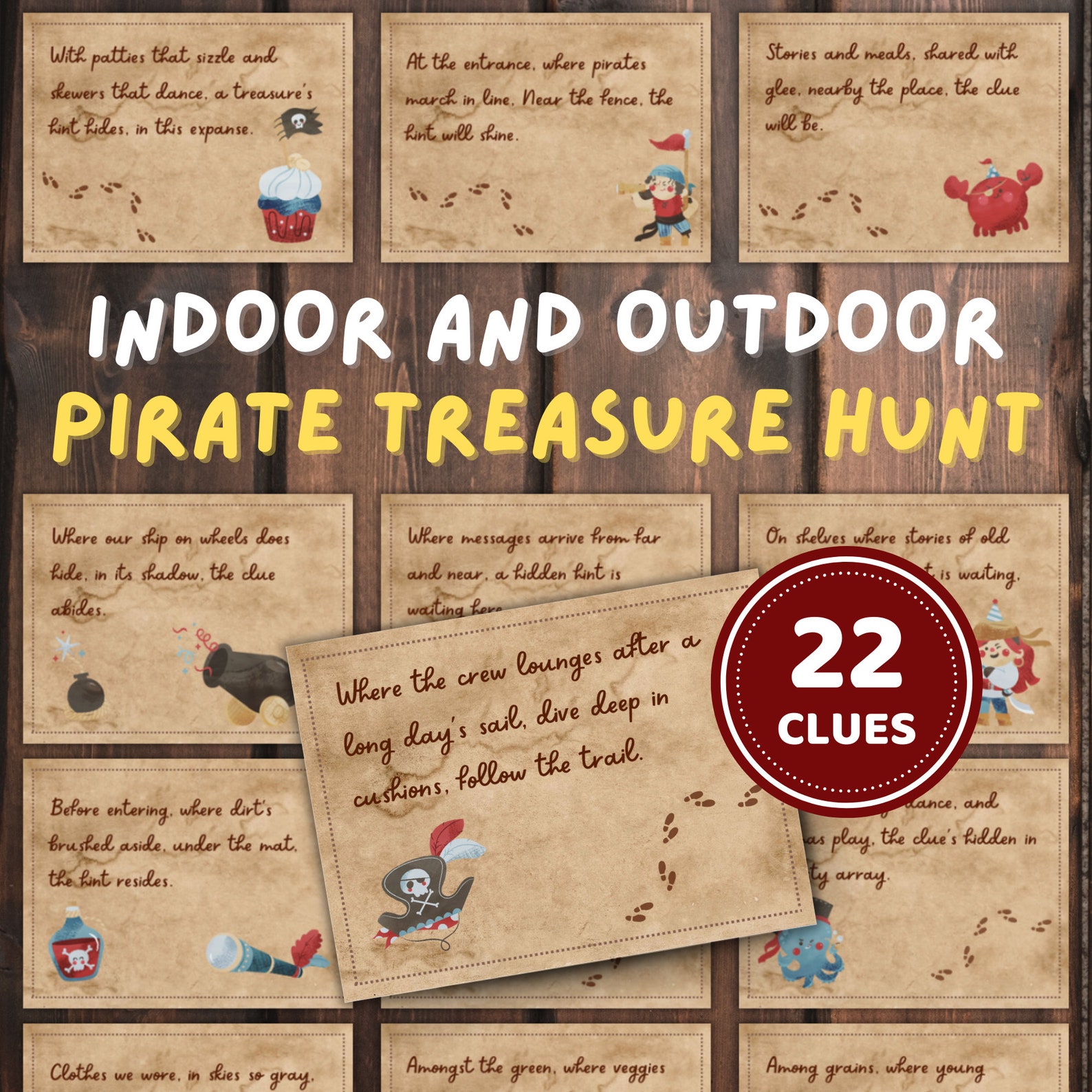 Indoor and Outdoor Pirate Treasure Hunt, Scavenger Hunt Game for Kids ...