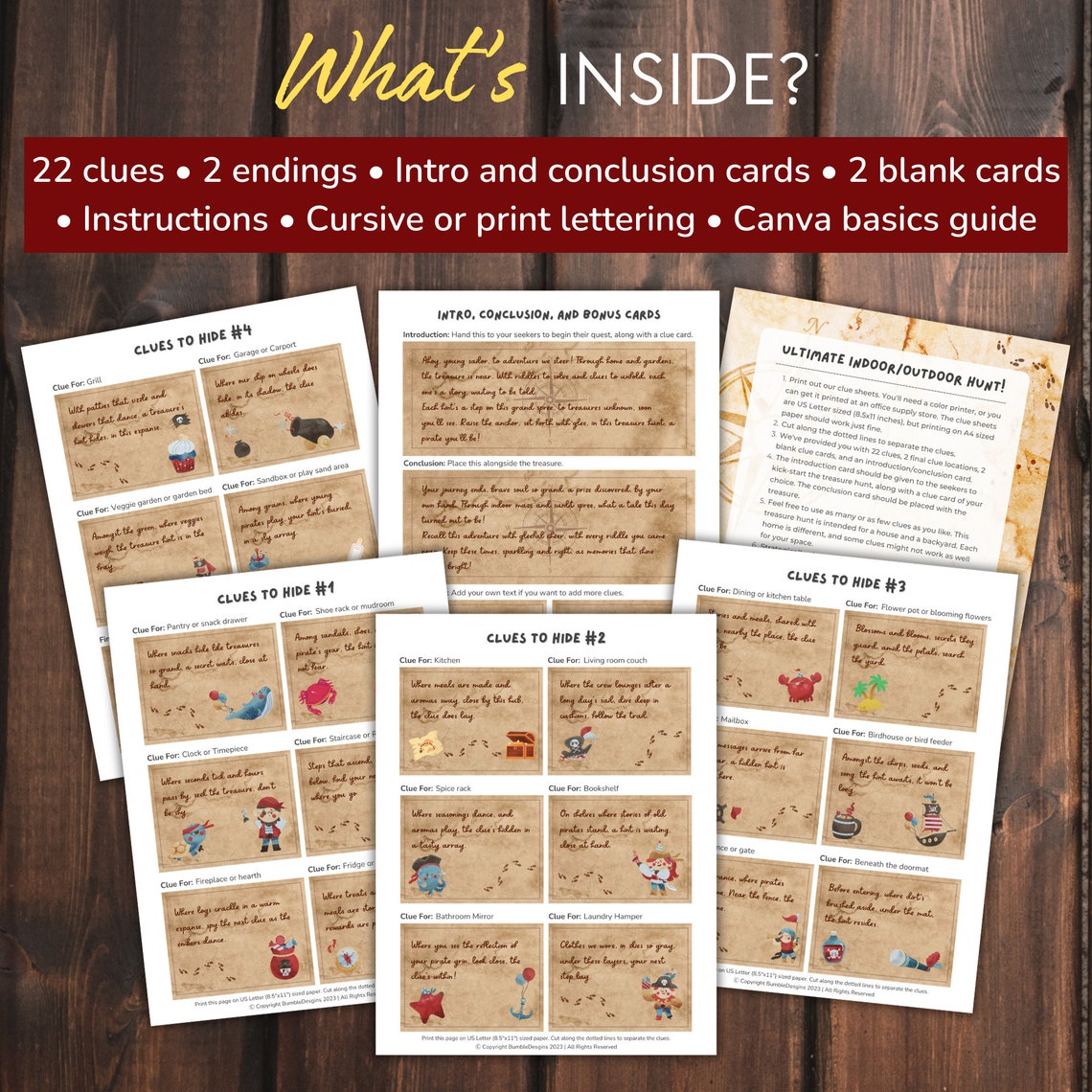 Indoor and Outdoor Pirate Treasure Hunt, Scavenger Hunt Game for Kids ...