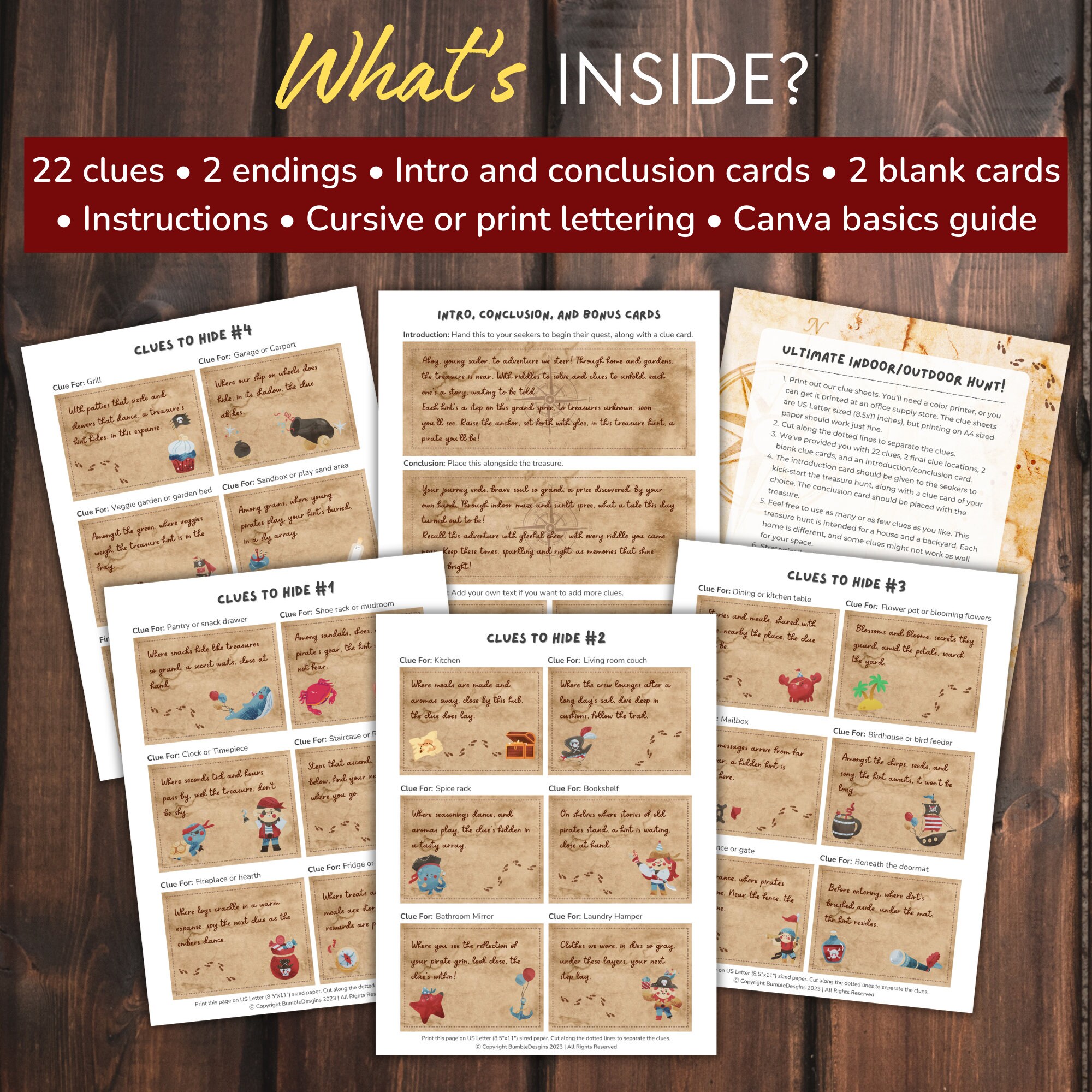 Indoor and Outdoor Pirate Treasure Hunt, Scavenger Hunt Game for Kids ...