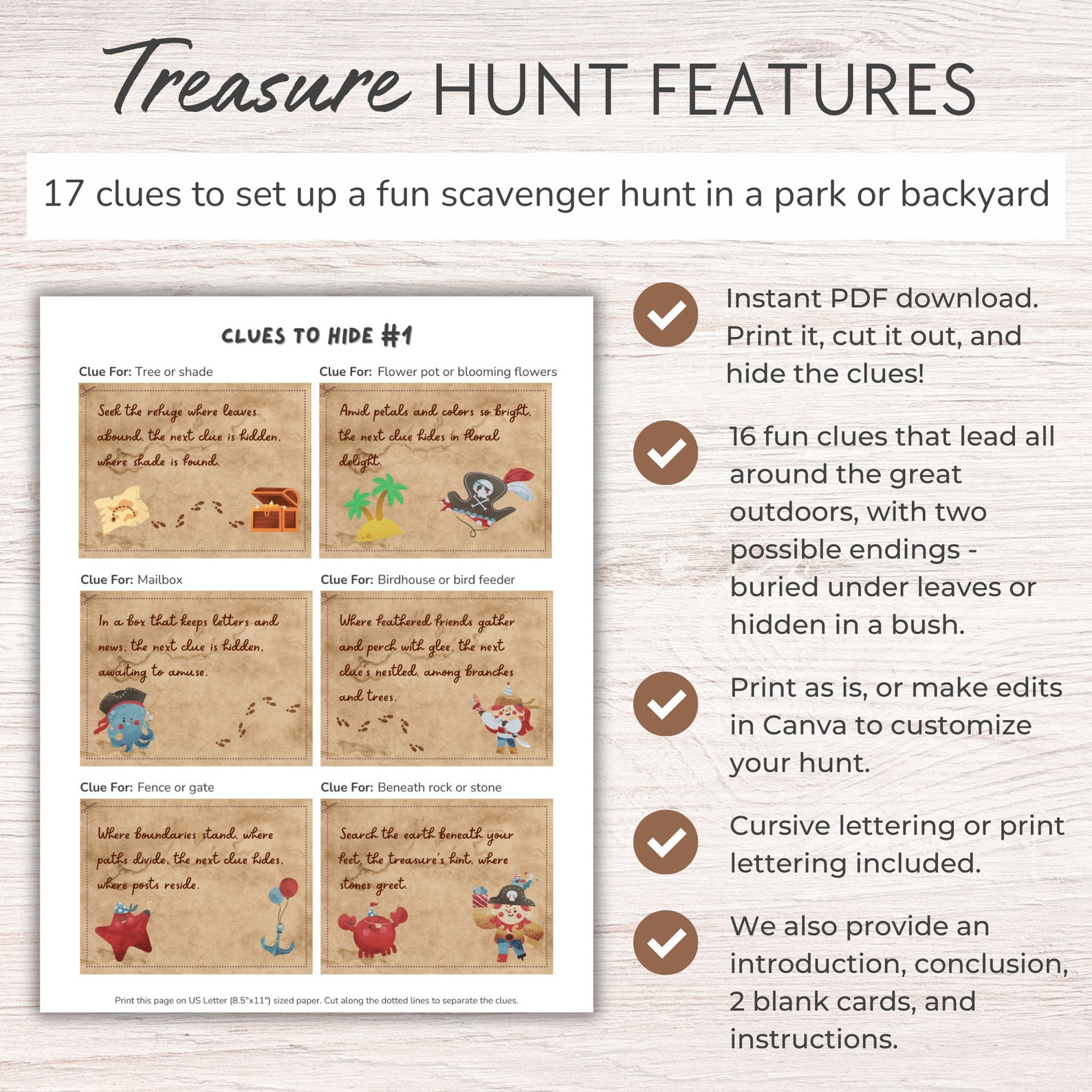 Outdoor Pirate Treasure Hunt Game, Scavenger Hunt Clues, Treasure Map ...
