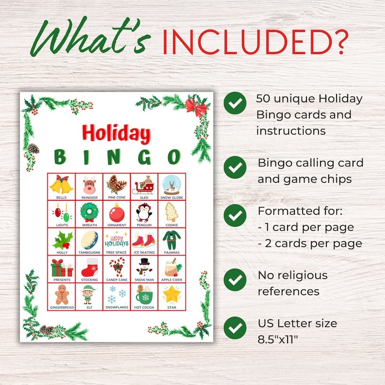 Holiday Bingo Cards, Holiday Party Game, Office Party Game, Printable ...