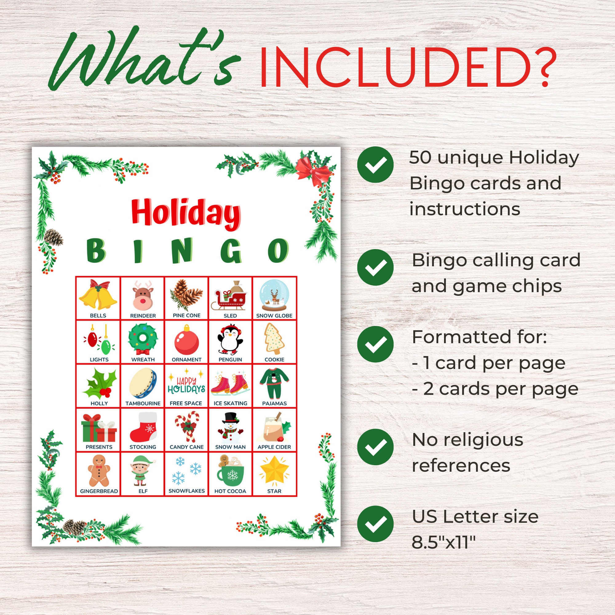 Holiday Bingo Cards, Holiday Party Game, Office Party Game, Printable ...