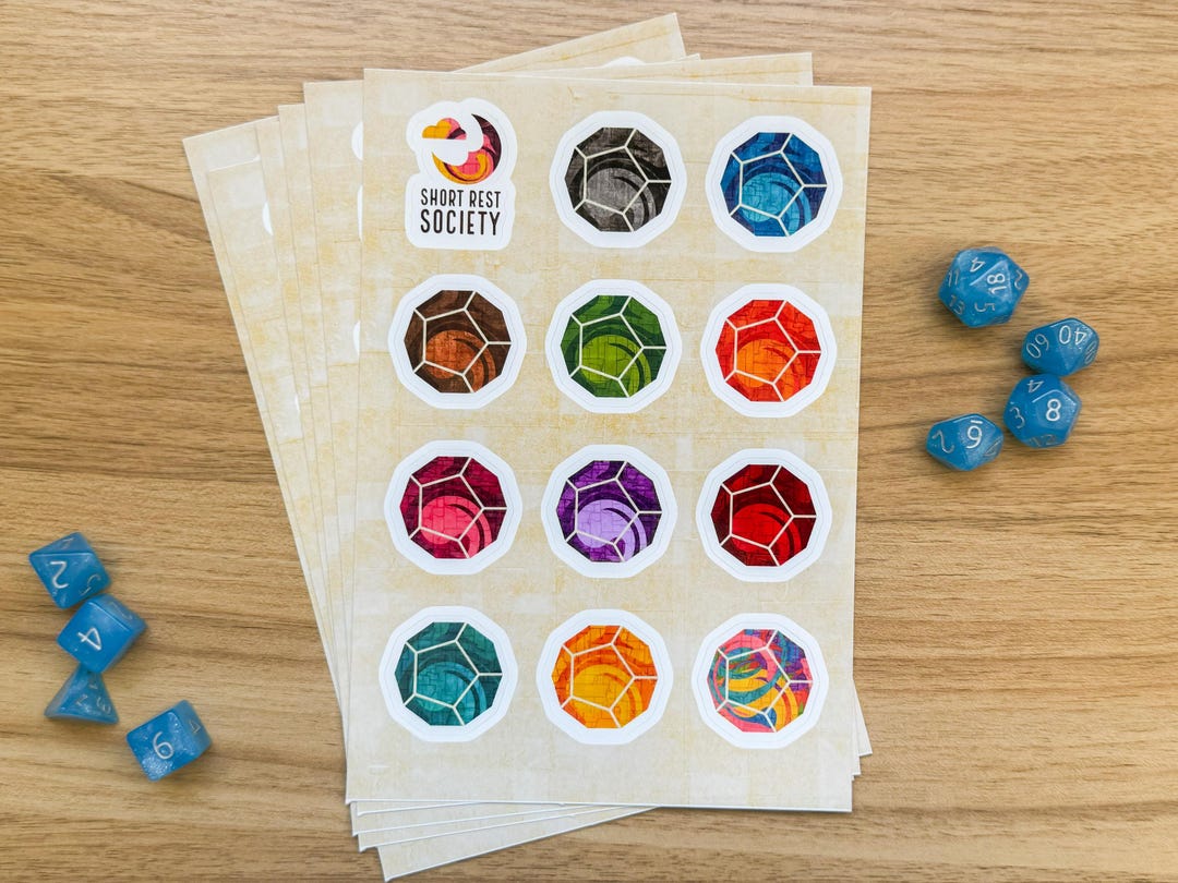 D12 Dice Sticker Sheet | Colorful Fantasy Planner Journal Scrapbook - Etsy