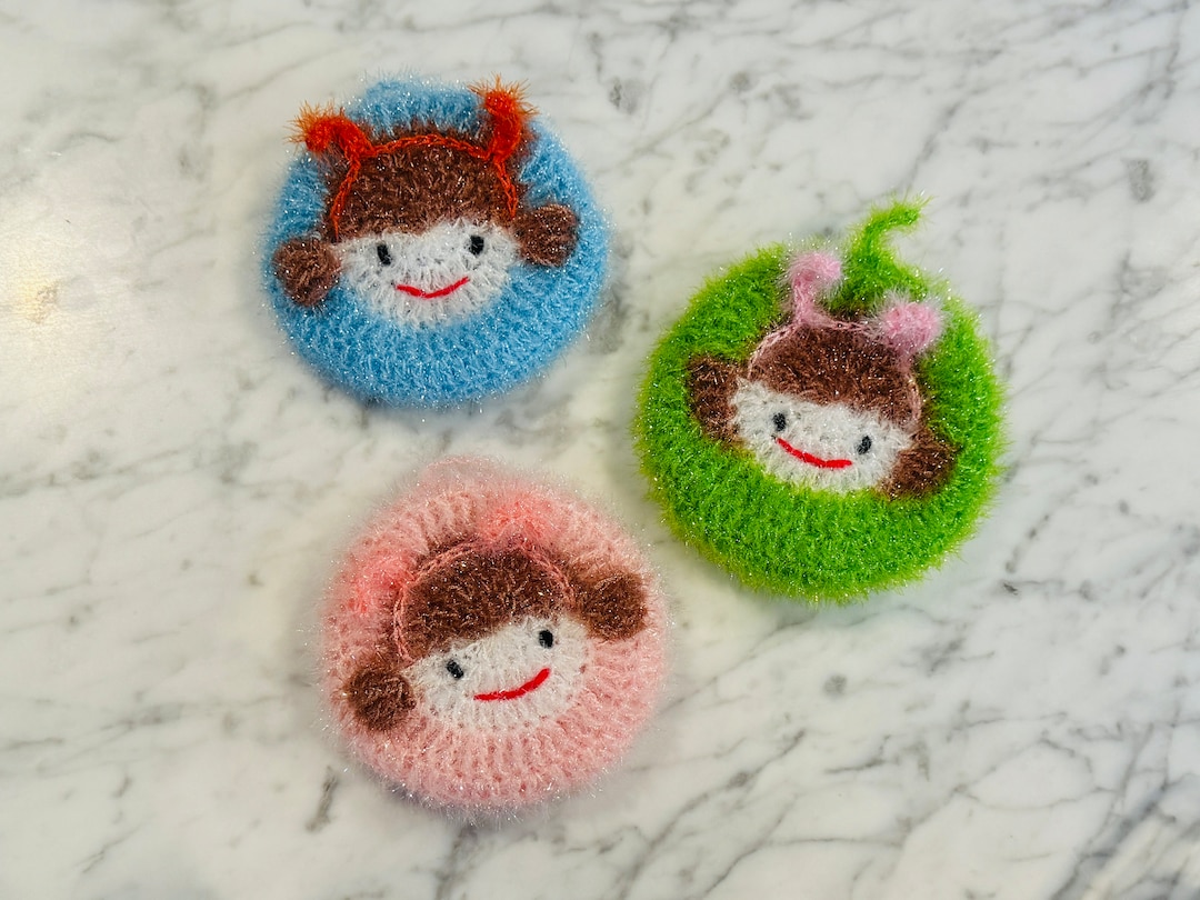 Cute Bunny Ears Girl Korean Scrubby Dish Sponge - Etsy