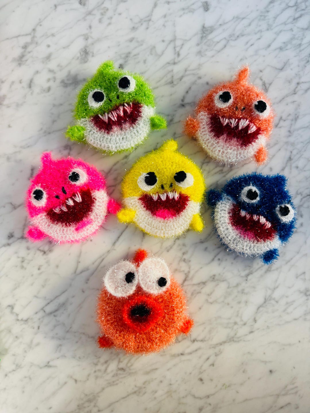 Shark Family Korean Scrubby Dish Sponge - Etsy