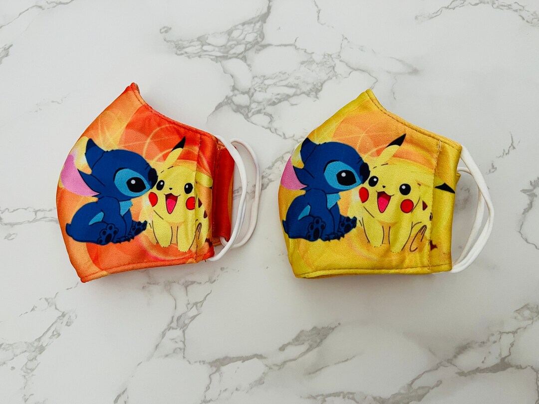 Kids Size Disney-inspired Stitch Pika Collab Face Mask - Etsy