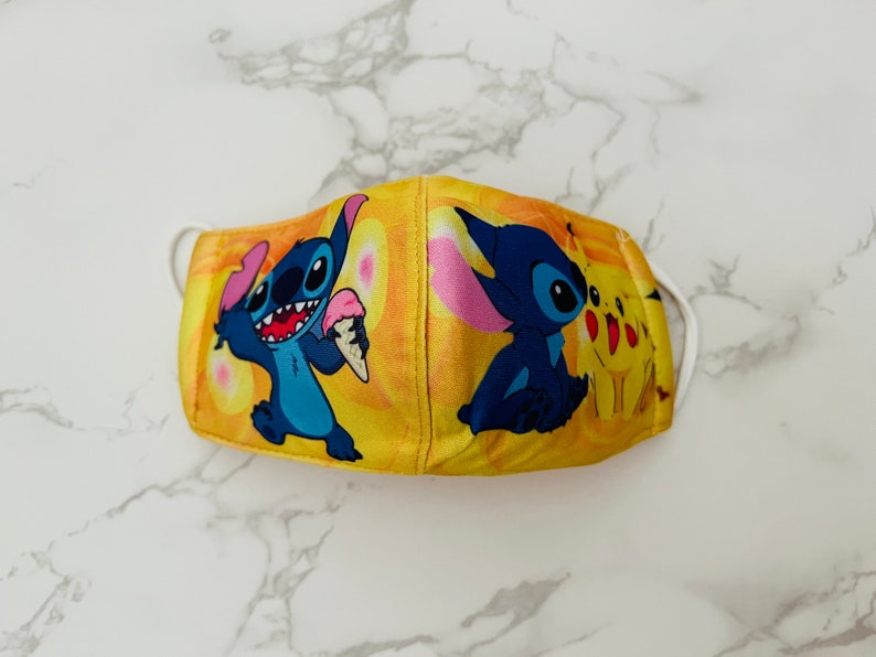 Kids Size Disney-inspired Stitch Pika Collab Face Mask | Etsy