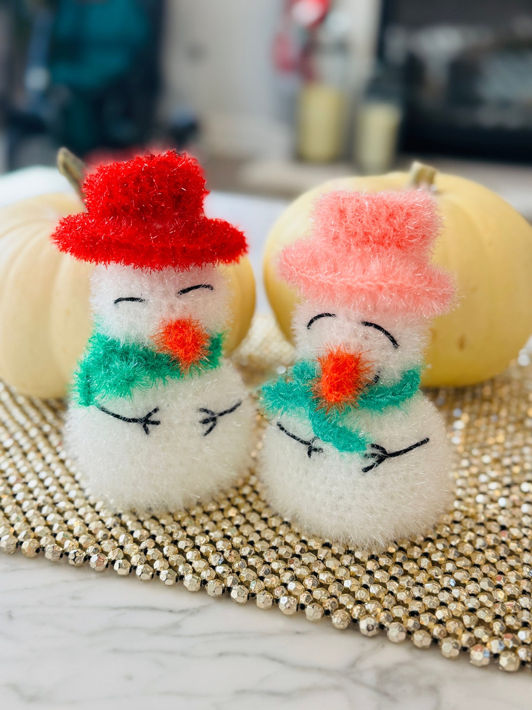 Cute Snowman With Removable Hat Korean Scrubby Dish Sponge - Etsy