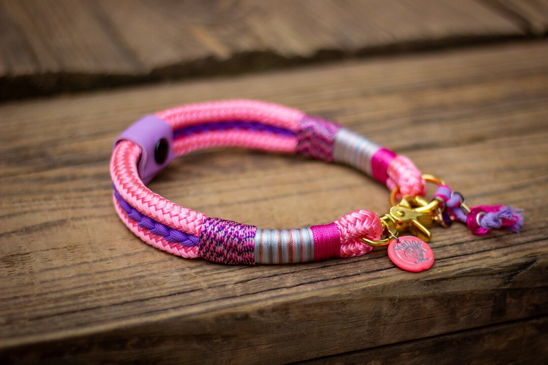 Dog Pink Rope Collar Handmade Paracord Dog Collar Barbie Girls Collar ...