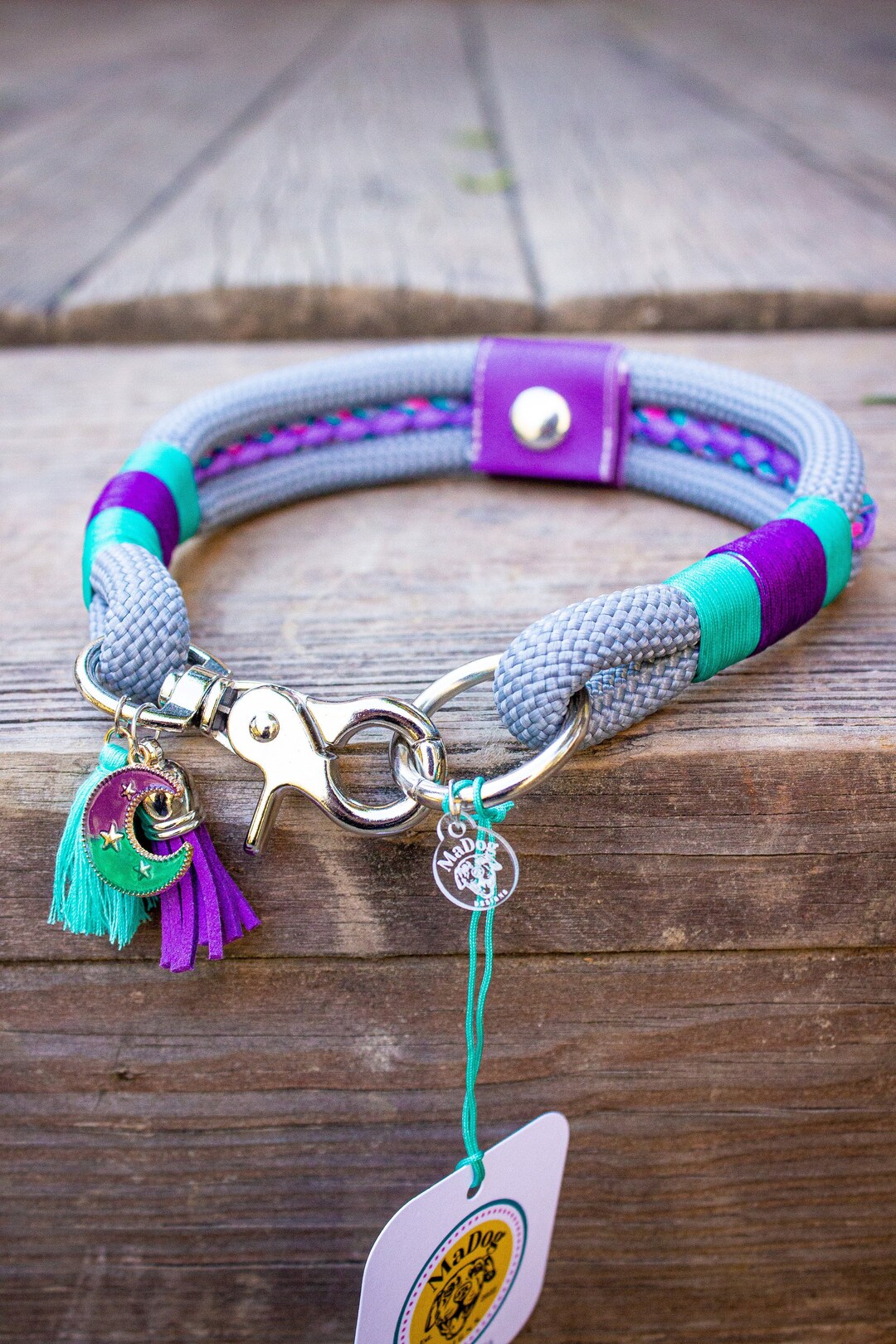 Dog Purple Rope Collar Handmade Paracord Dog Collar Blue Collar