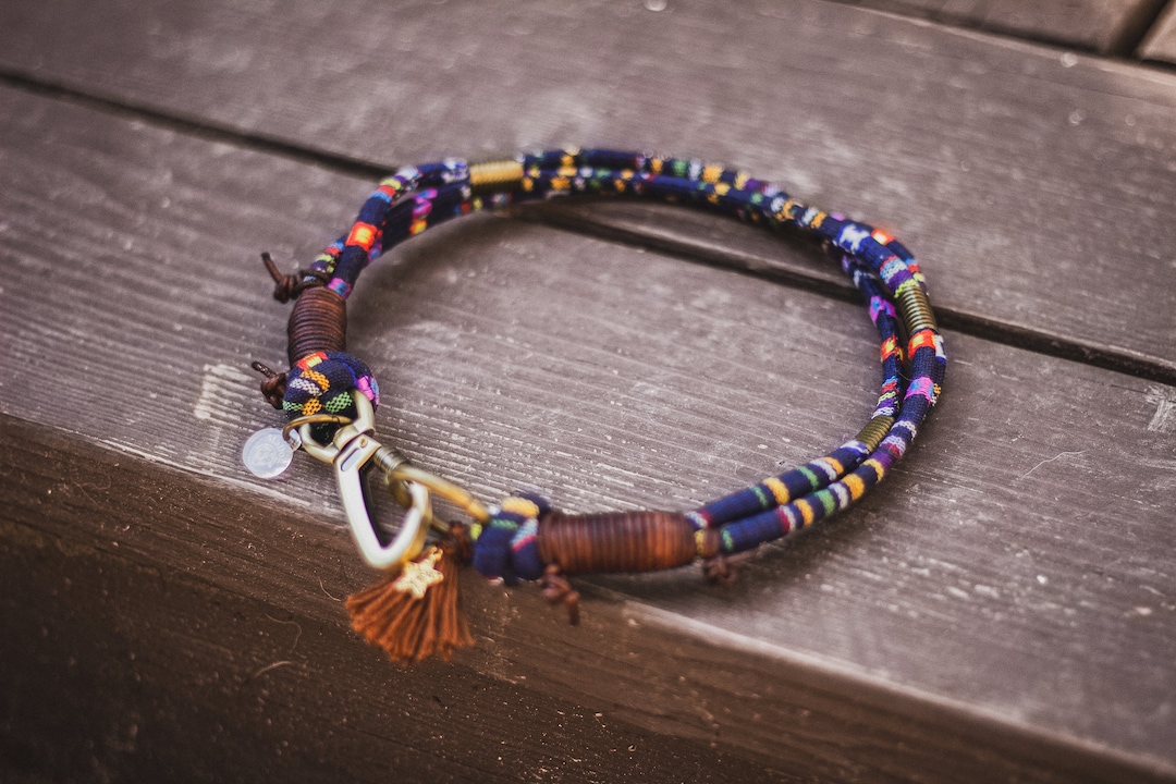 Dog Boho Collar Hippie Navy Blue Collar Dog Handmade Ethnic Collar ...