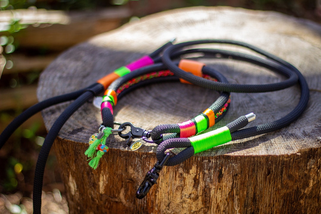 Dog Black Rope Collar Leash Handmade Paracord Dog Collars Set Colorful ...