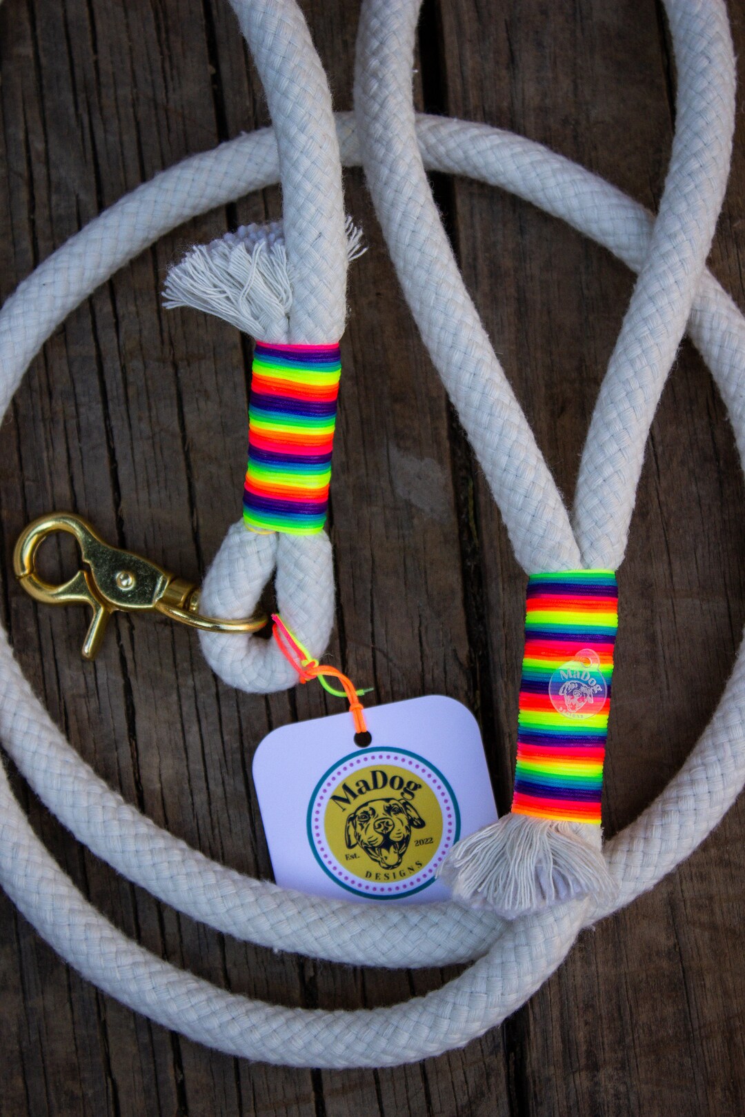 Dog 5ft Reflective Rainbow Rope Leash |handmade Rope Dog Lead | Cotton ...