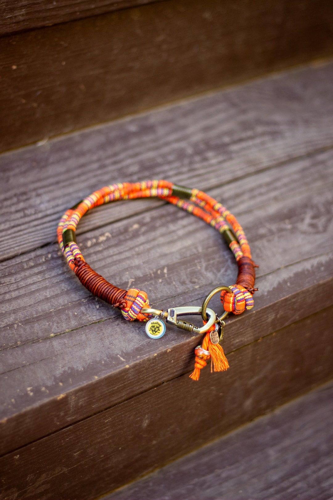 Dog Orange Boho Collar Hippie Dog Collar Handmade Ethnic Collar Cotton ...