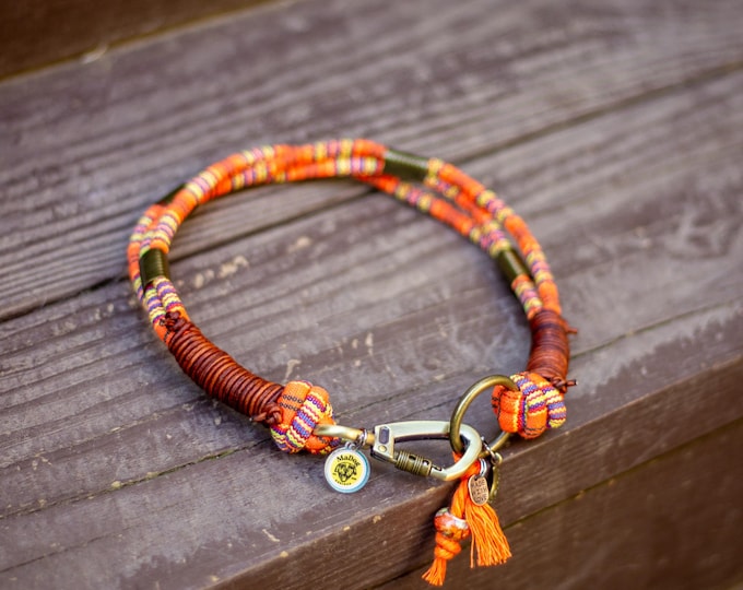 Dog Orange Boho Collar Hippie Dog Collar Handmade Ethnic Collar Cotton ...