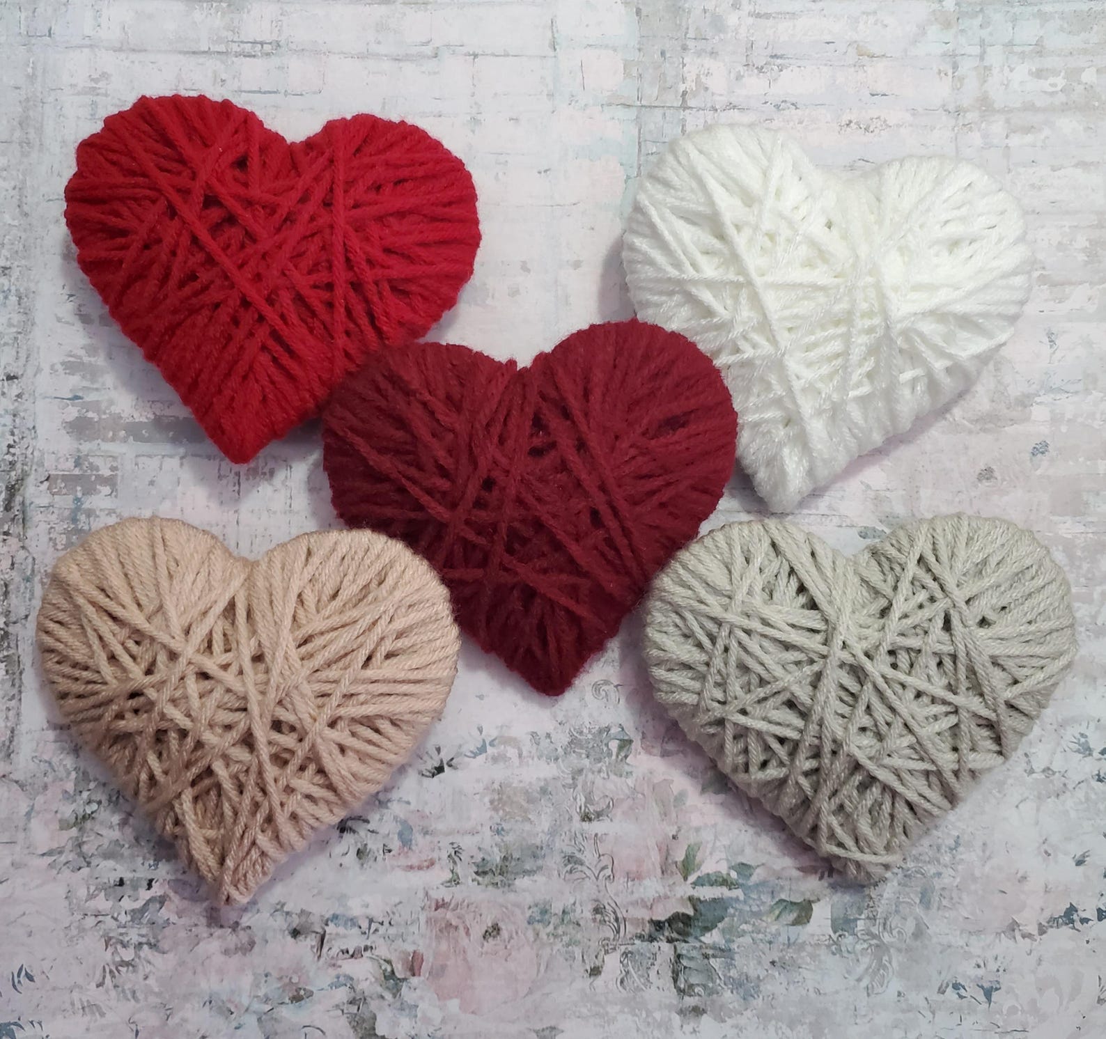 Yarn Hearts - Valentines Day Yarn Hearts - Etsy