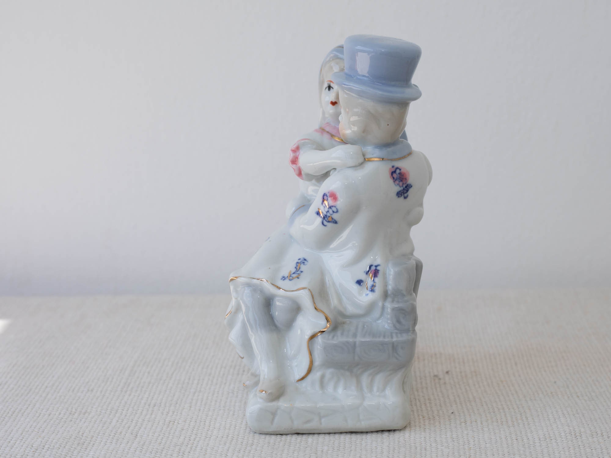 Victorian Porcelain Man and Woman Sitting on a Bench, Vintage Lady and ...