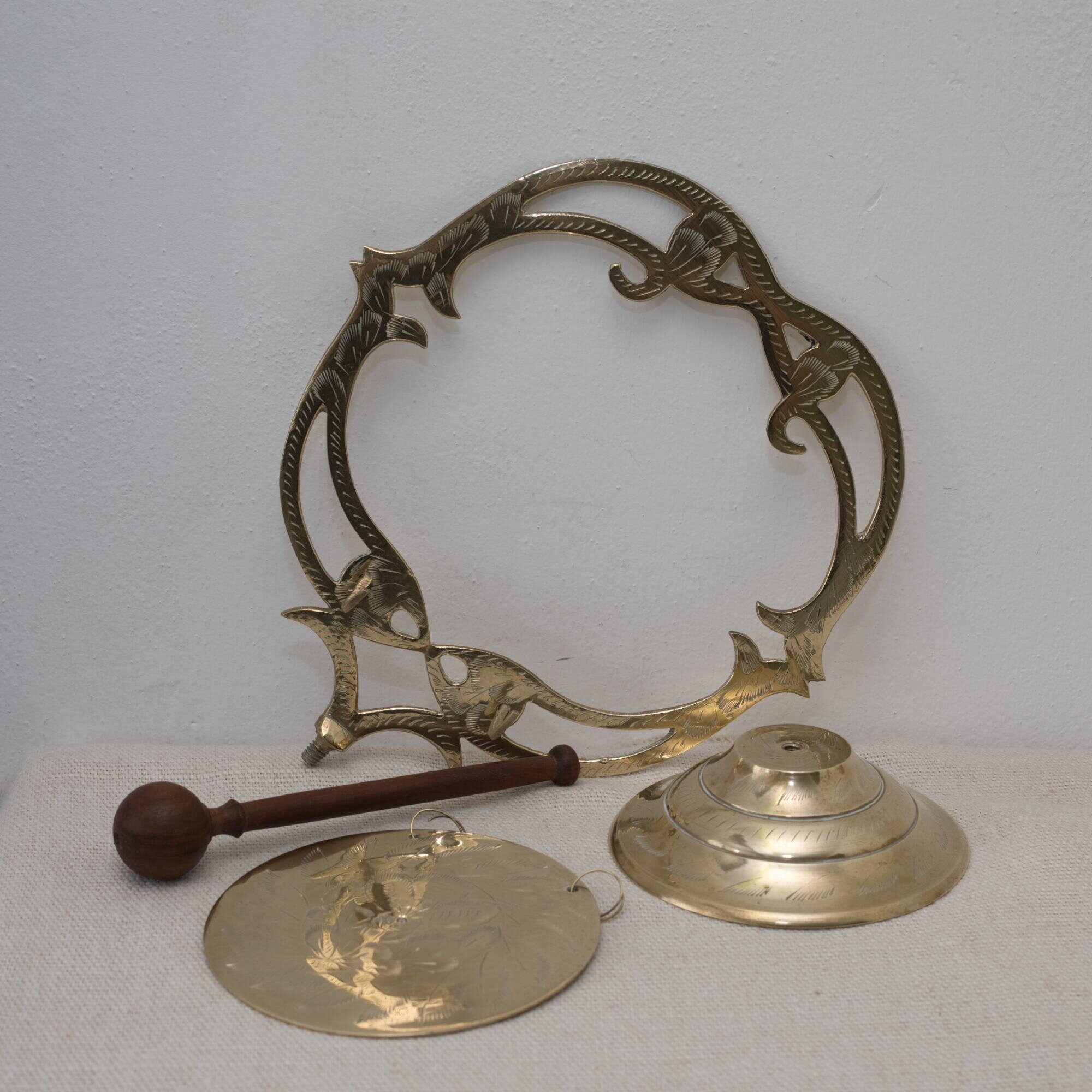 Vintage Brass Table Gong Prayer Gong Gong With Wood Striker - Etsy