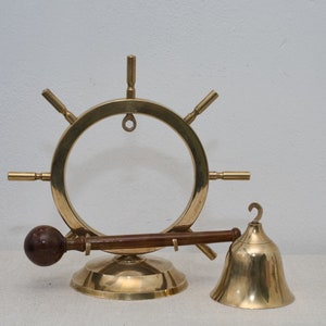 Vintage Brass Bell Table Gong, Ship Wheel Brass Gong, Prayer Gong, Gong ...