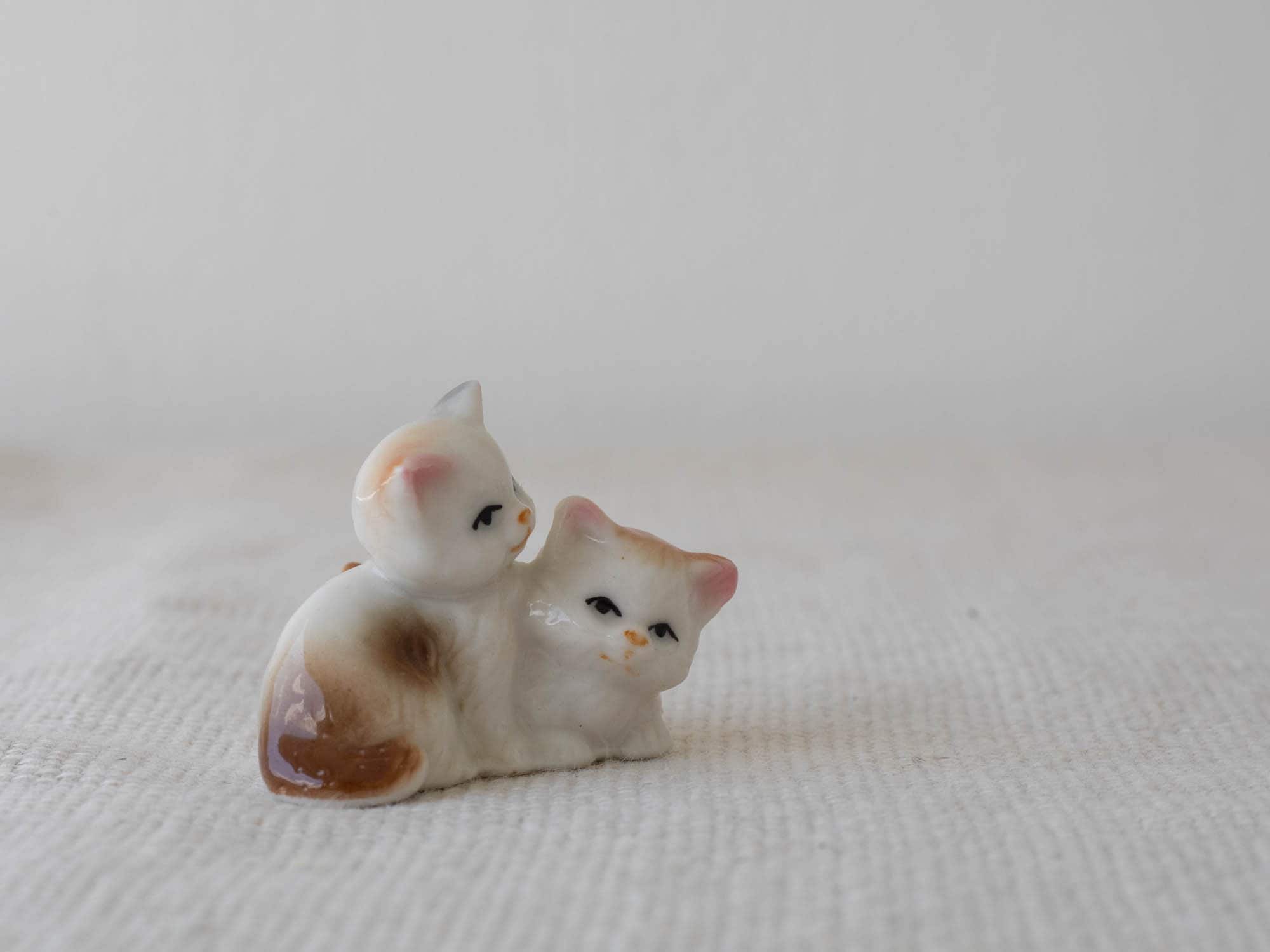 Cute Cats Figurine Miniature Porcelain Cats Ceramic Cats - Etsy