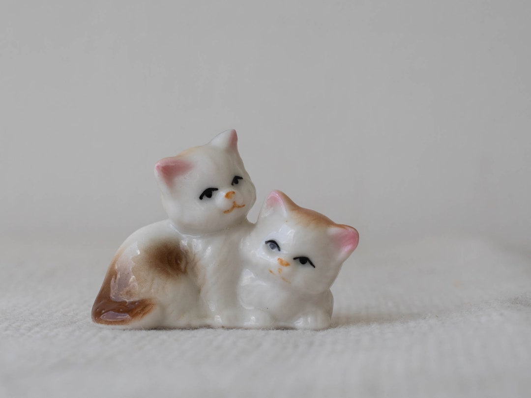 Cute Cats Figurine Miniature Porcelain Cats Ceramic Cats - Etsy