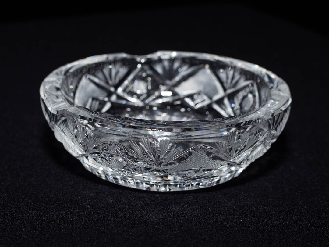 Vintage Crystal Glass Ashtray, Smoking Accessory, Tobacciana ...