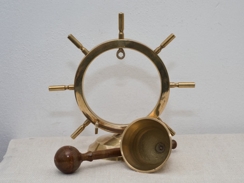 Vintage Brass Bell Table Gong, Ship Wheel Brass Gong, Prayer Gong, Gong ...