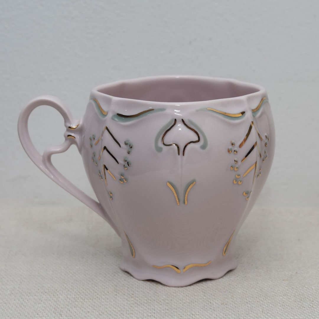 Pink Porcelain Coffee Cup H&C Czech Pink China Rose - Etsy