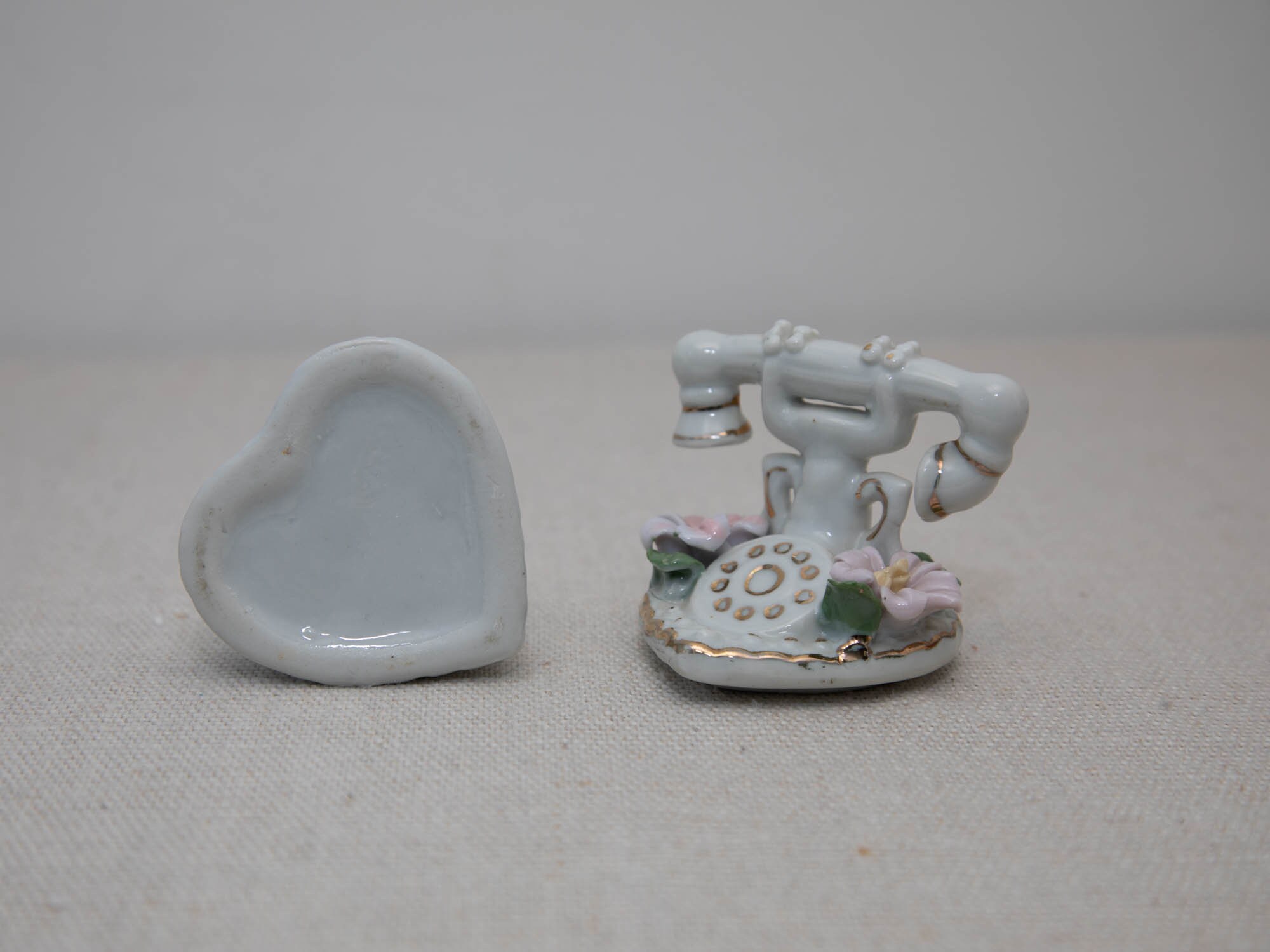 Porcelain Victorian Telephone Trinket Box, Heart Porcelain Trinket Box ...