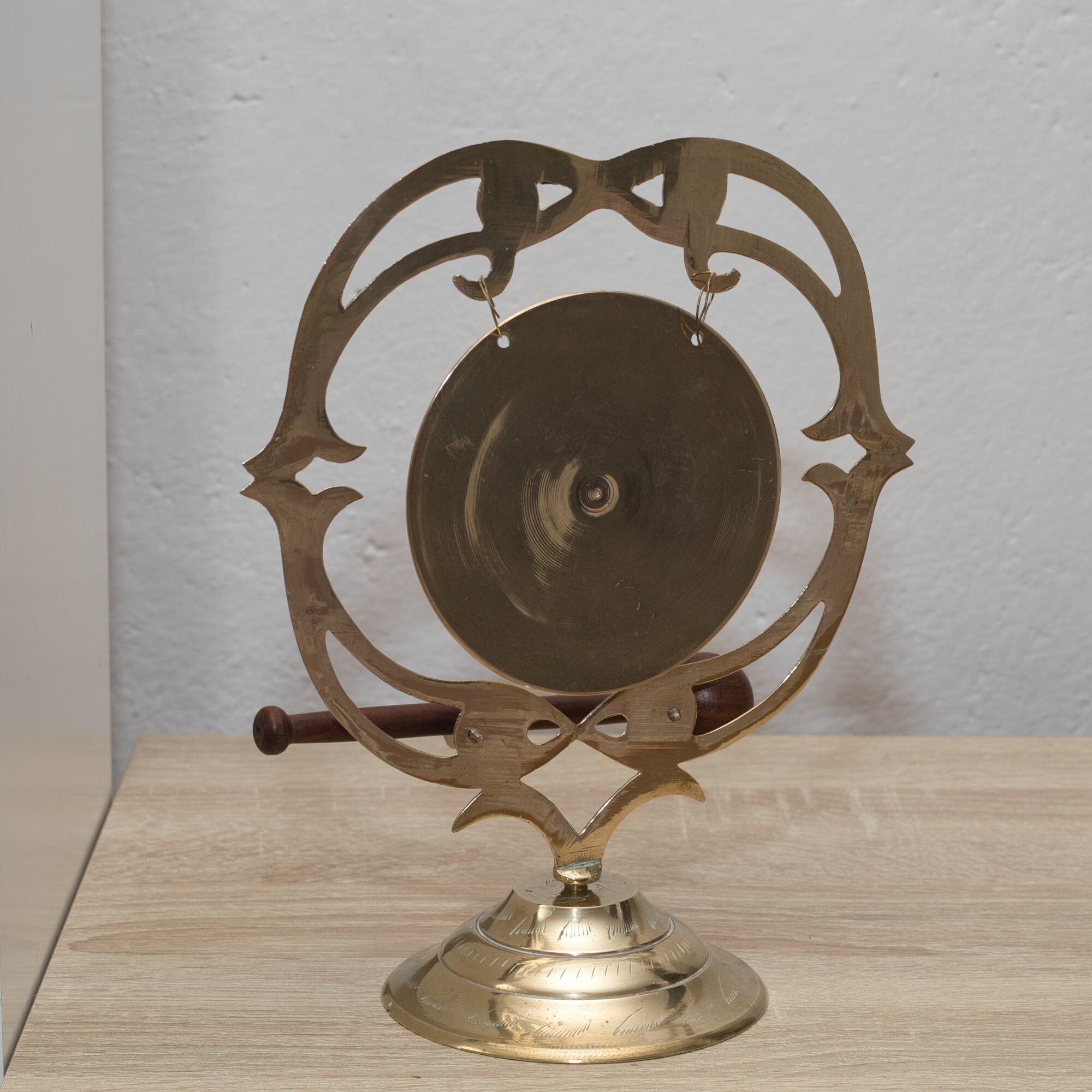Vintage Brass Table Gong Prayer Gong Gong With Wood Striker - Etsy