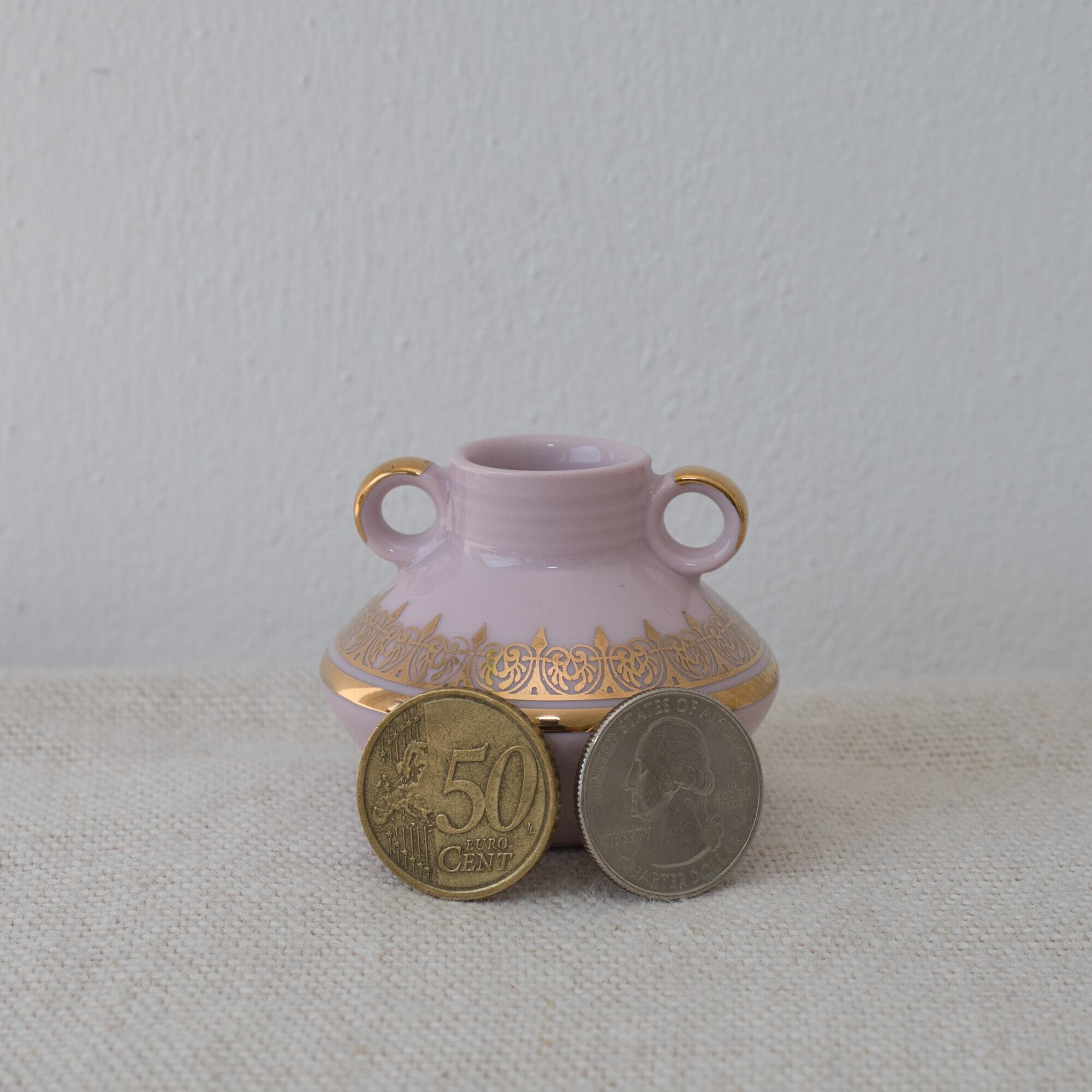 Vintage Miniature Pink Porcelain Vase With Handles, Slavic Pink ...