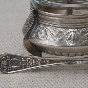 Vintage Glass Salt Cellar With Spoon Open Salt Dish Pinch - Etsy