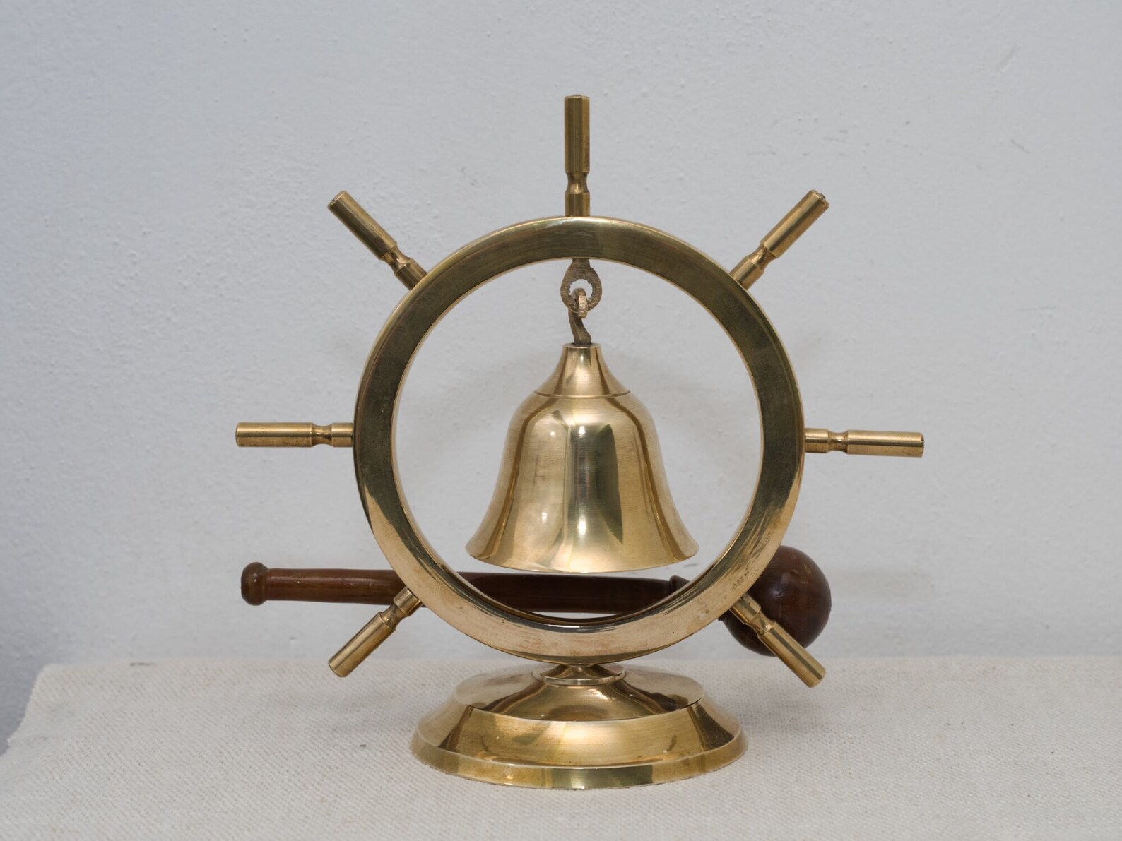 Vintage Brass Bell Table Gong, Ship Wheel Brass Gong, Prayer Gong, Gong ...