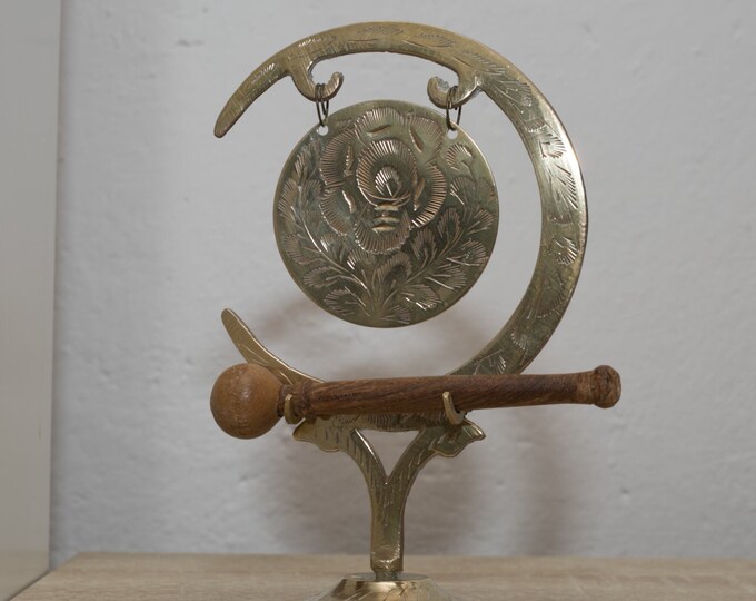 Vintage Small Brass Table Gong, Prayer Gong, Gong With Striker, Zen ...