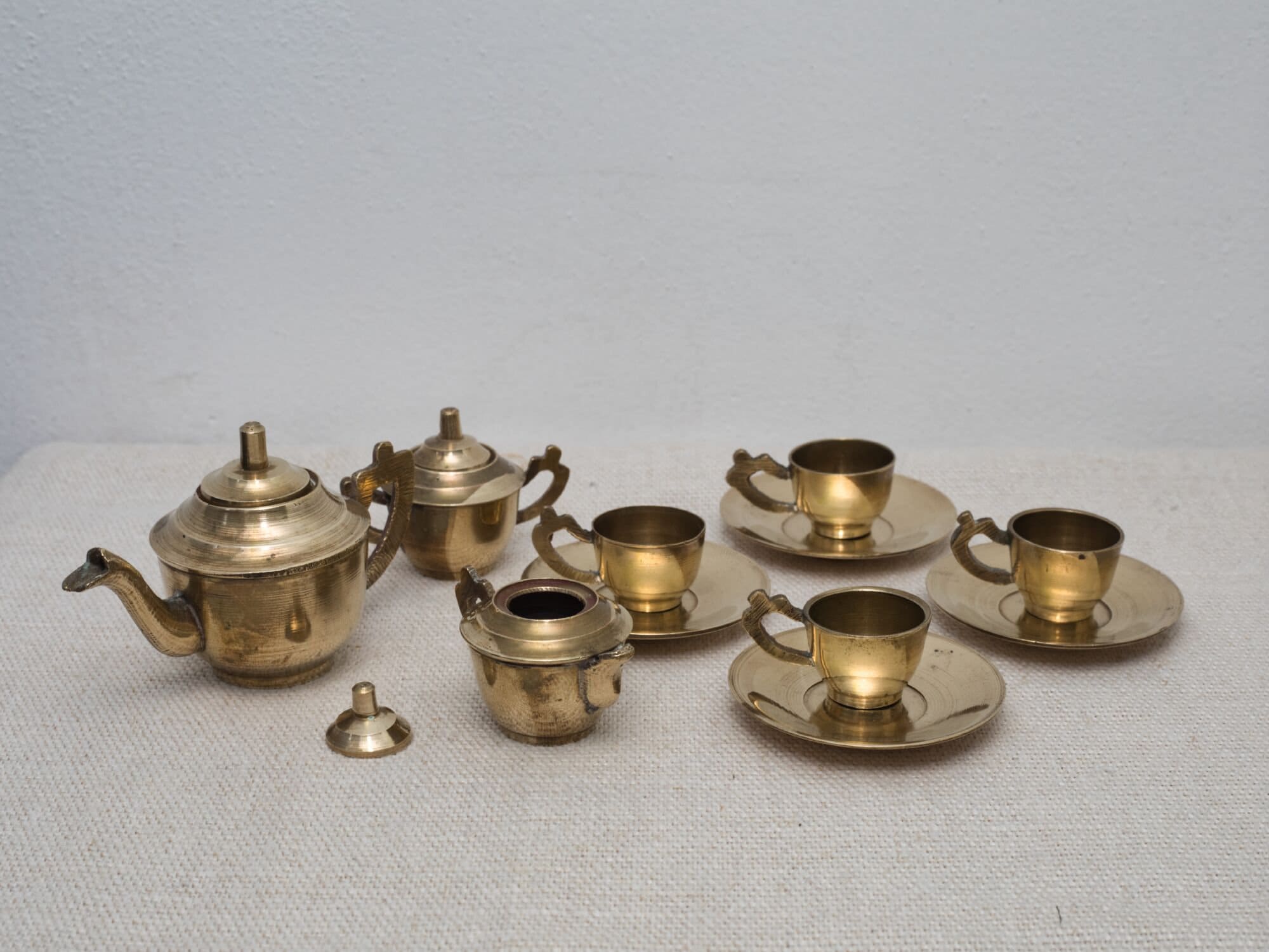 Vintage Brass Miniature Tea Set, Dollhouse Tea Set, Collectible Brass ...
