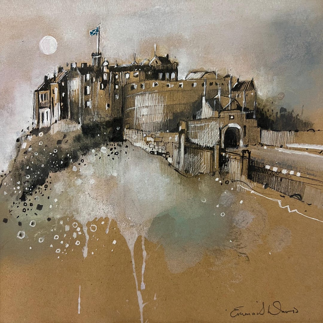 Saltire Edinburgh Castle | Original Drawing | Pencil Ink & Pastel ...