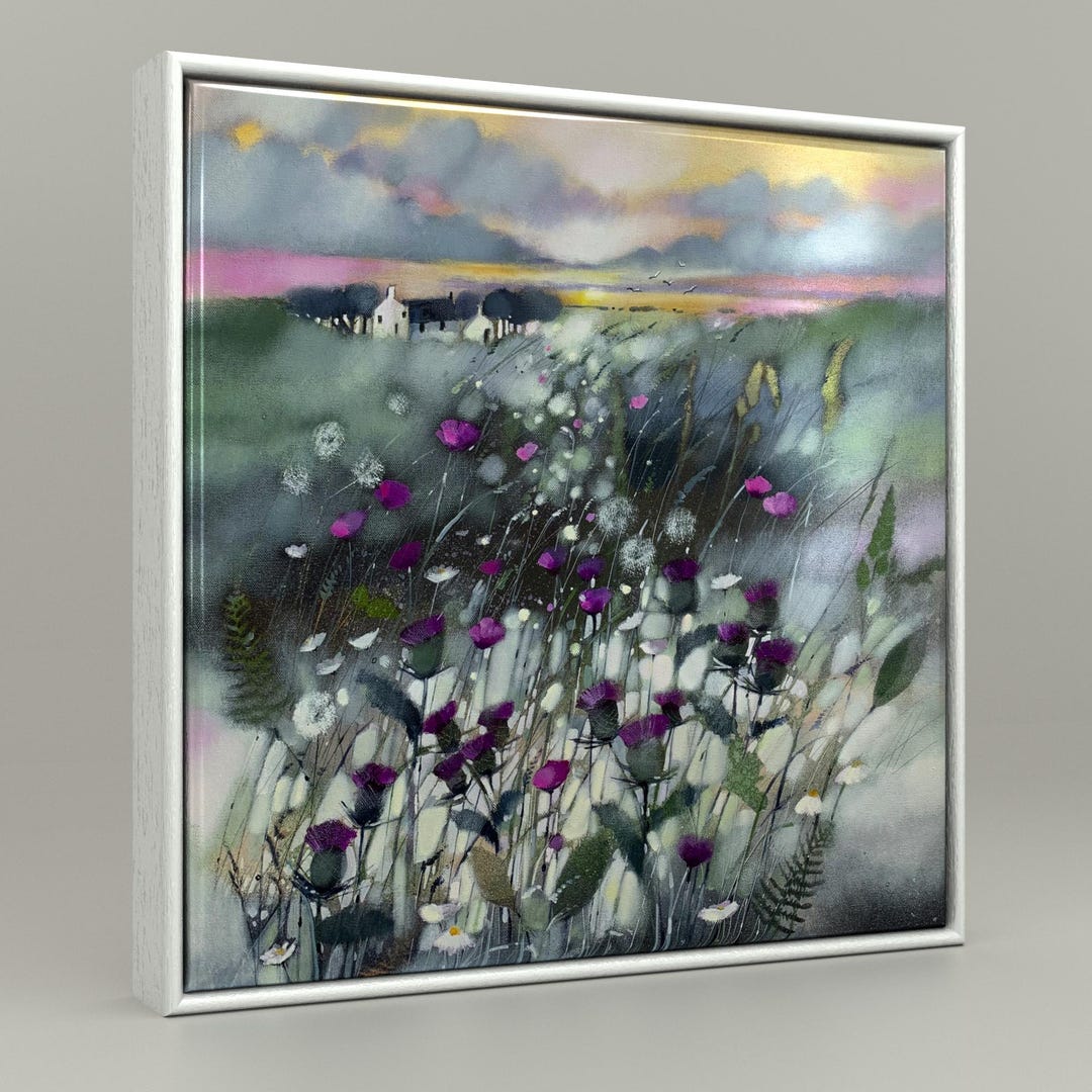 Scottish Thistle Landscape Framed Ceramic Tile Art | Ready to Hang - Etsy