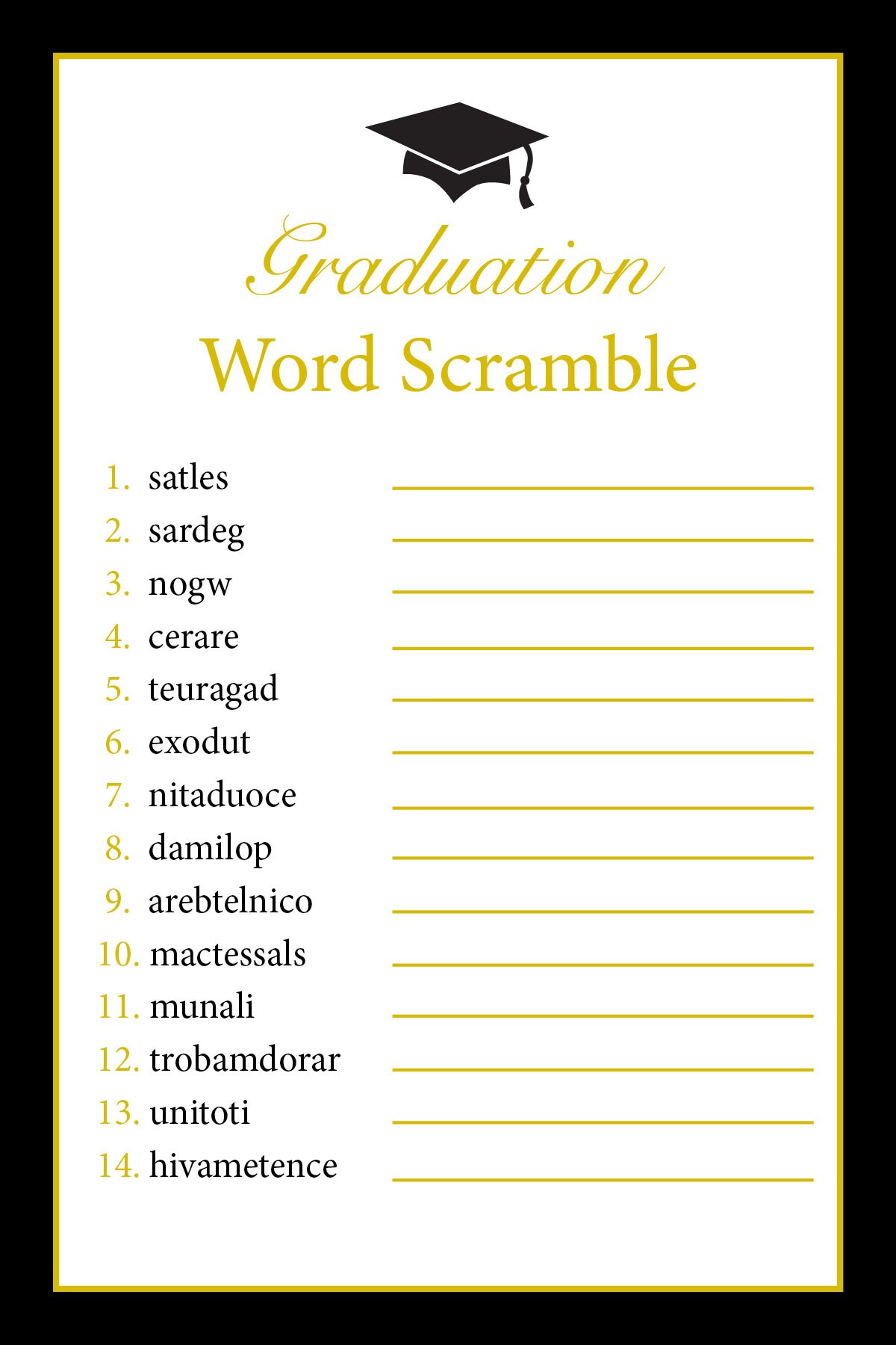 Graduation Game Cards - Etsy