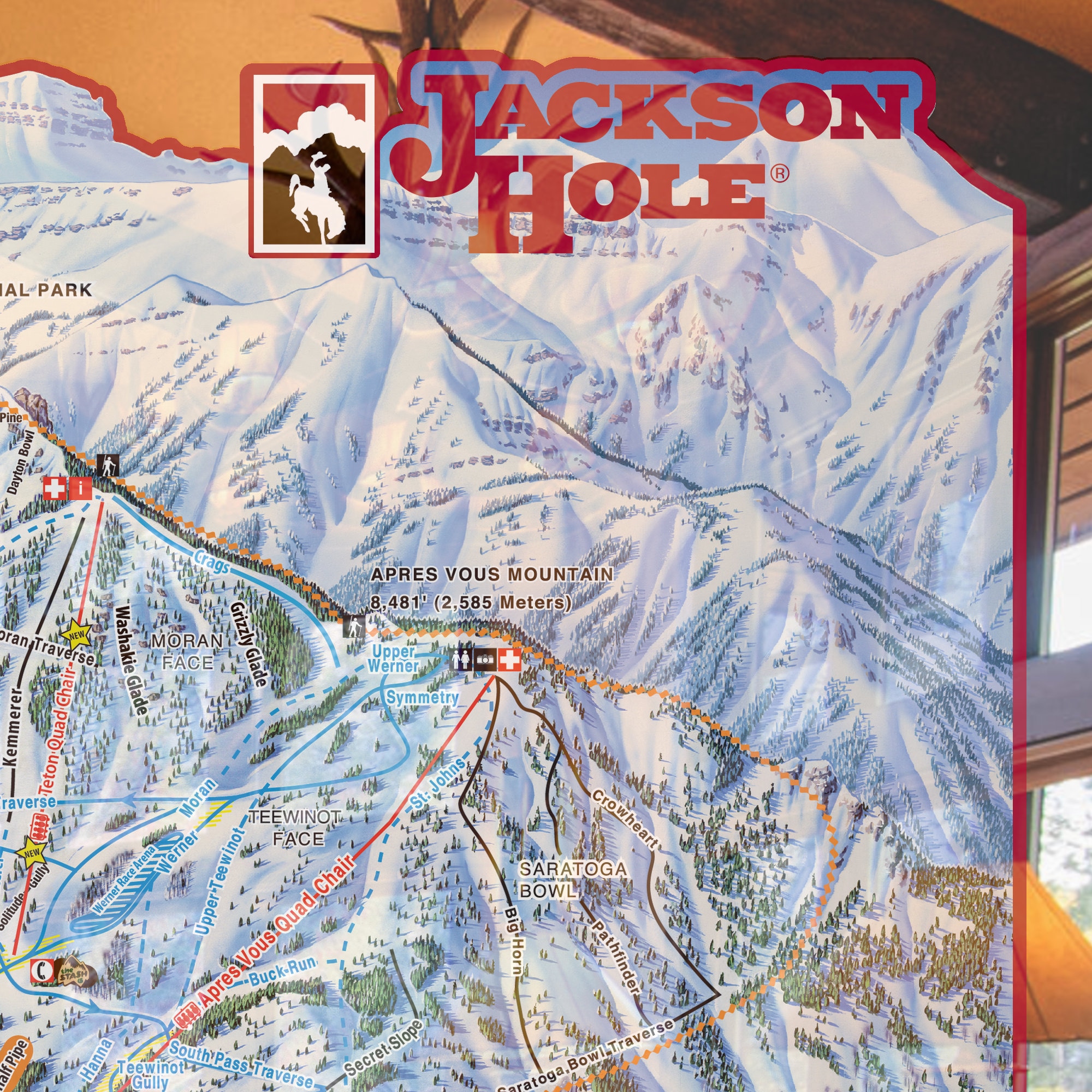 Jackson Hole Map | Ski Map Bar Mirror | 24" X 36" | Fully Customizable ...