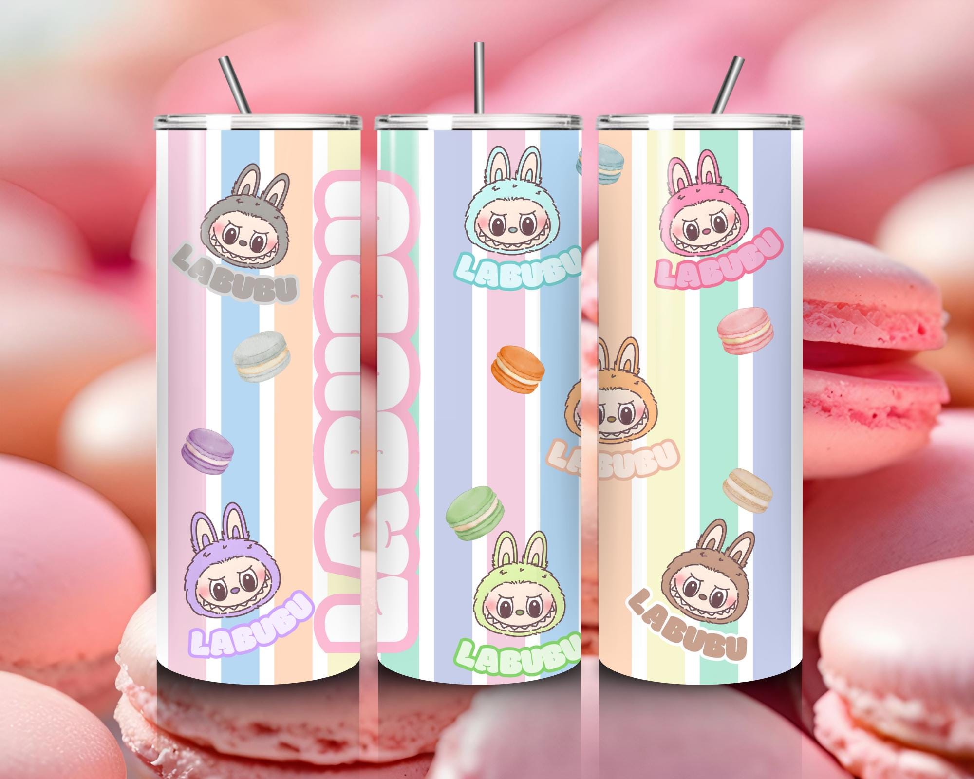 Macaron Labubu 20oz Tumbler Wrap Design (PNG/PDF) - Etsy