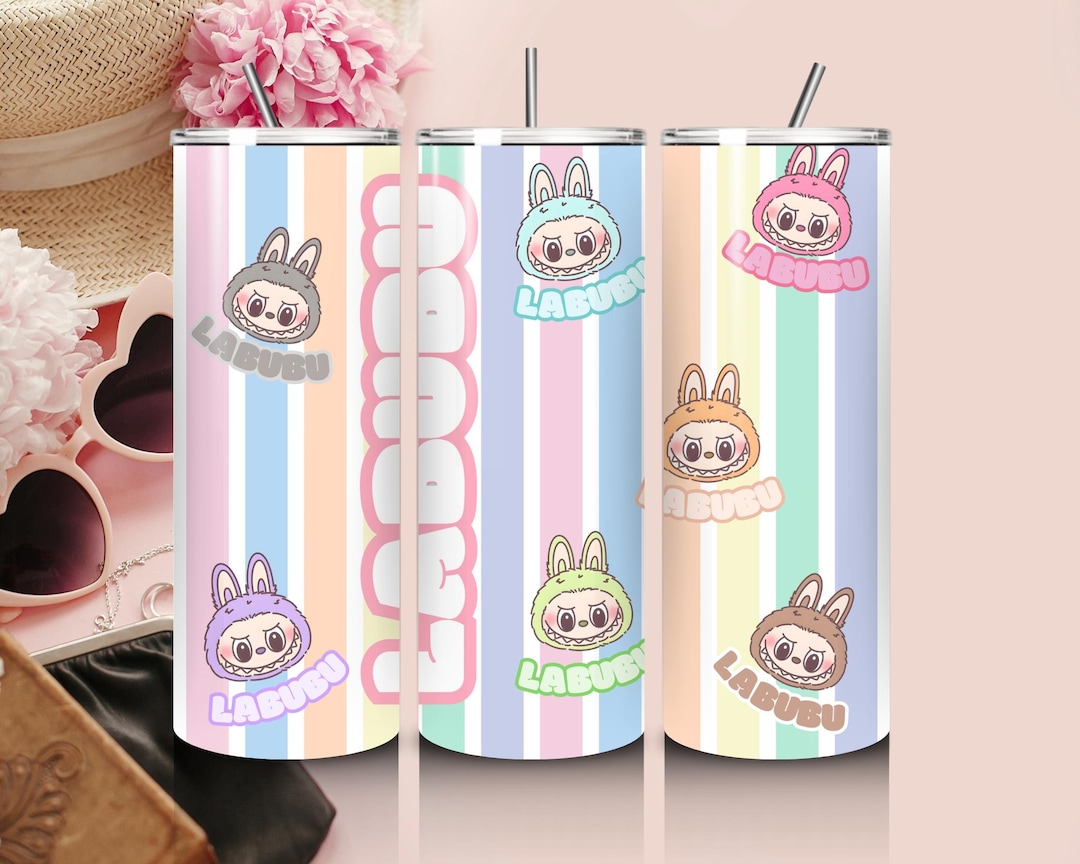 Labubu 20oz Tumbler Wrap, Gift, Tumbler Design, Macaron Labubu, Macaron ...