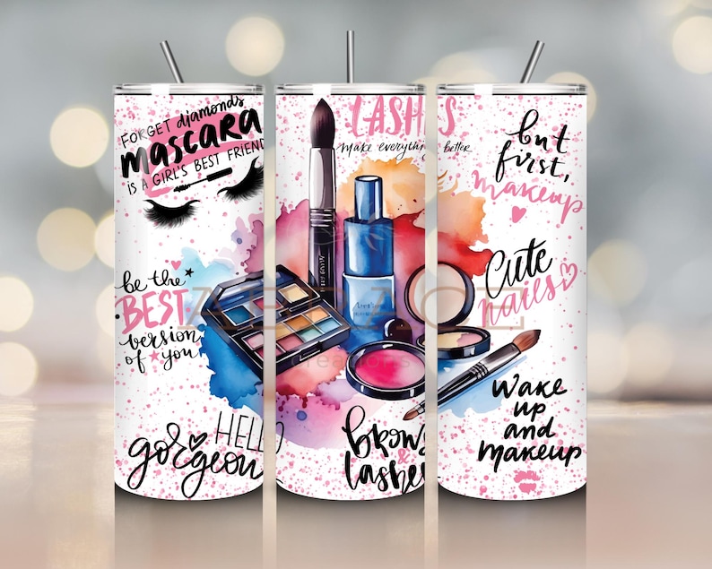 Makeup Tumbler Wrap Design: 20oz PNG & PDF - Etsy
