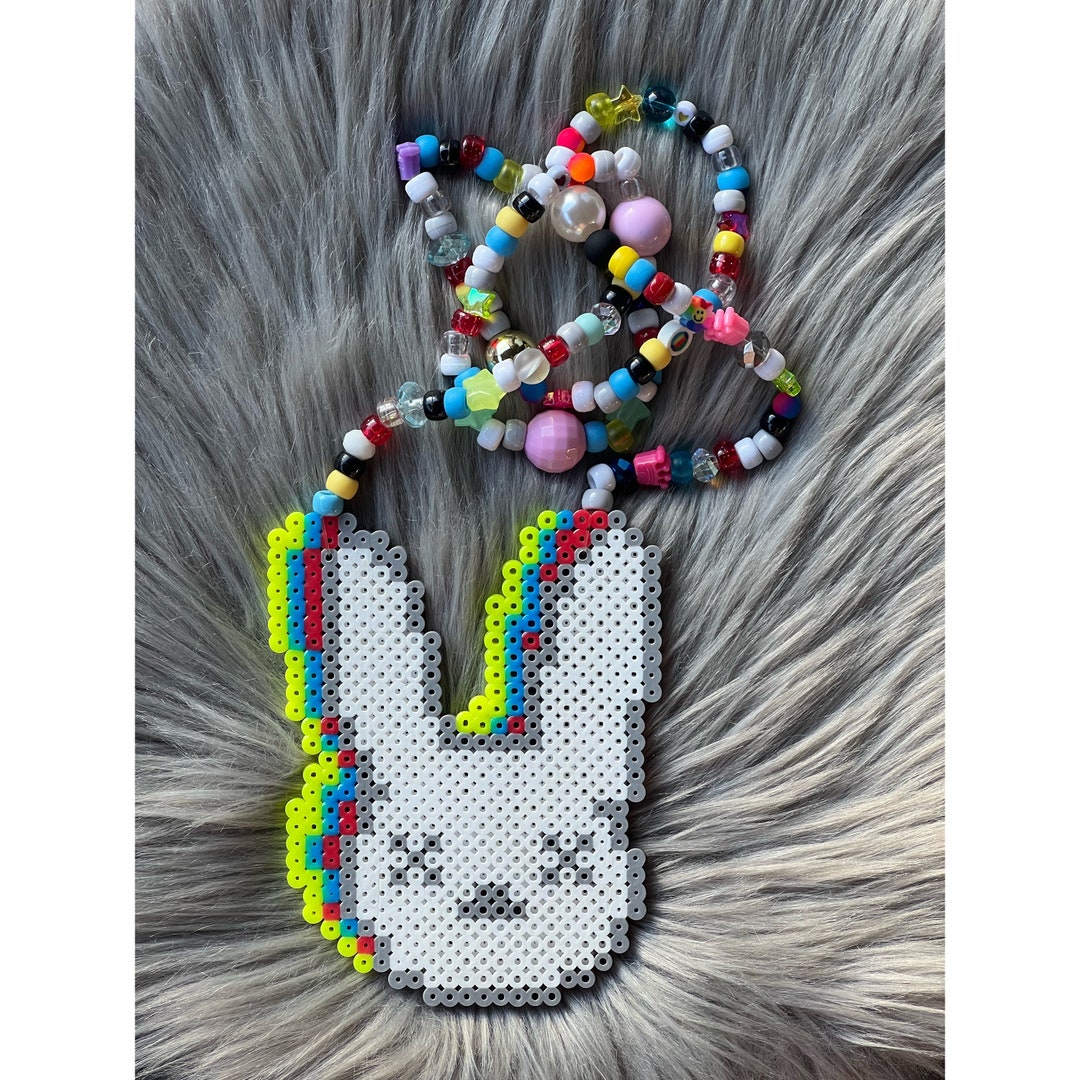 Bad Bunny Kandi Perler Necklace - Etsy