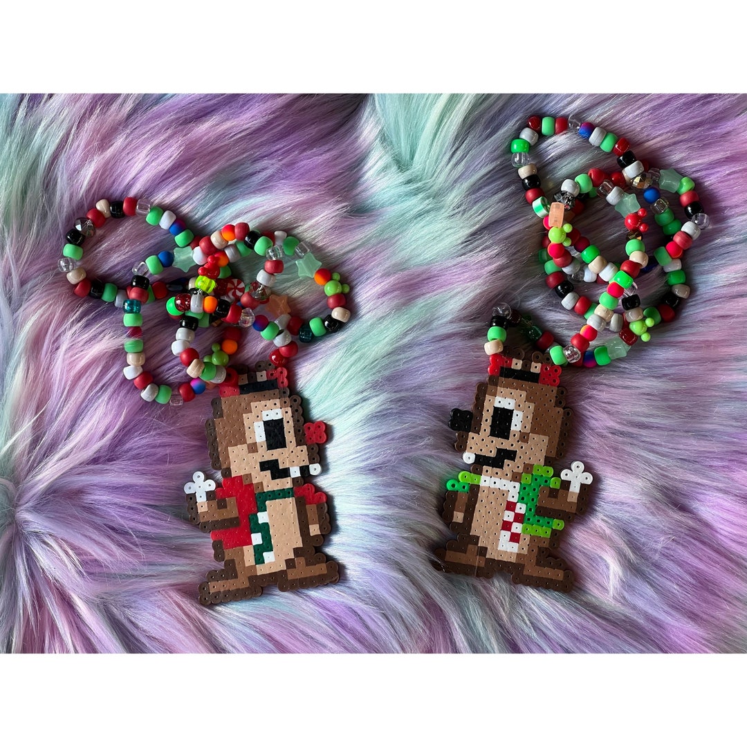 Chip and Dale Christmas Kandi Perler Necklace - Etsy