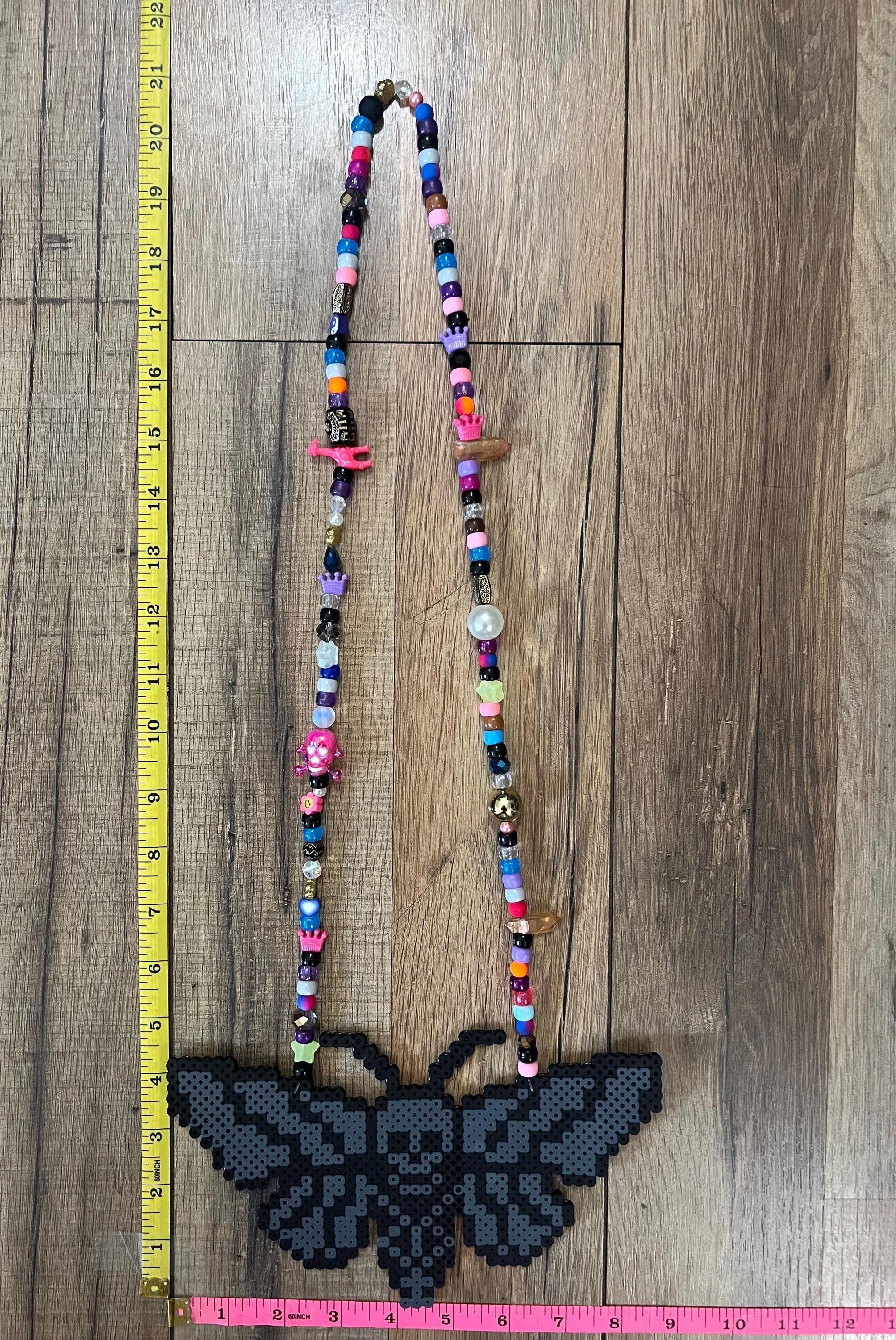 Moth Skull Kandi Perler Neclace - Etsy