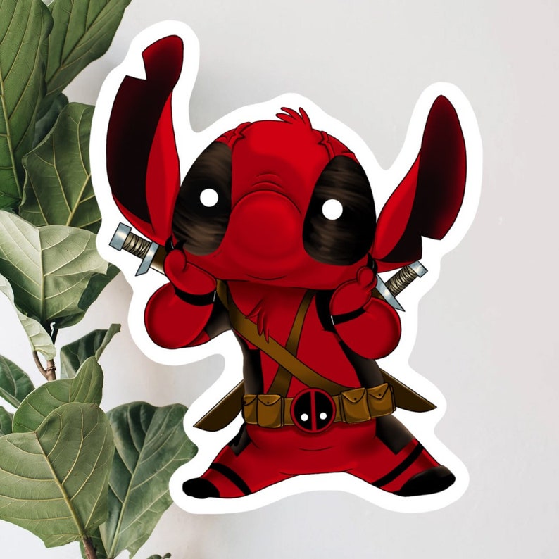 Pack of 4 Deadpool Stitch Sticker Marvel Disney Character - Etsy