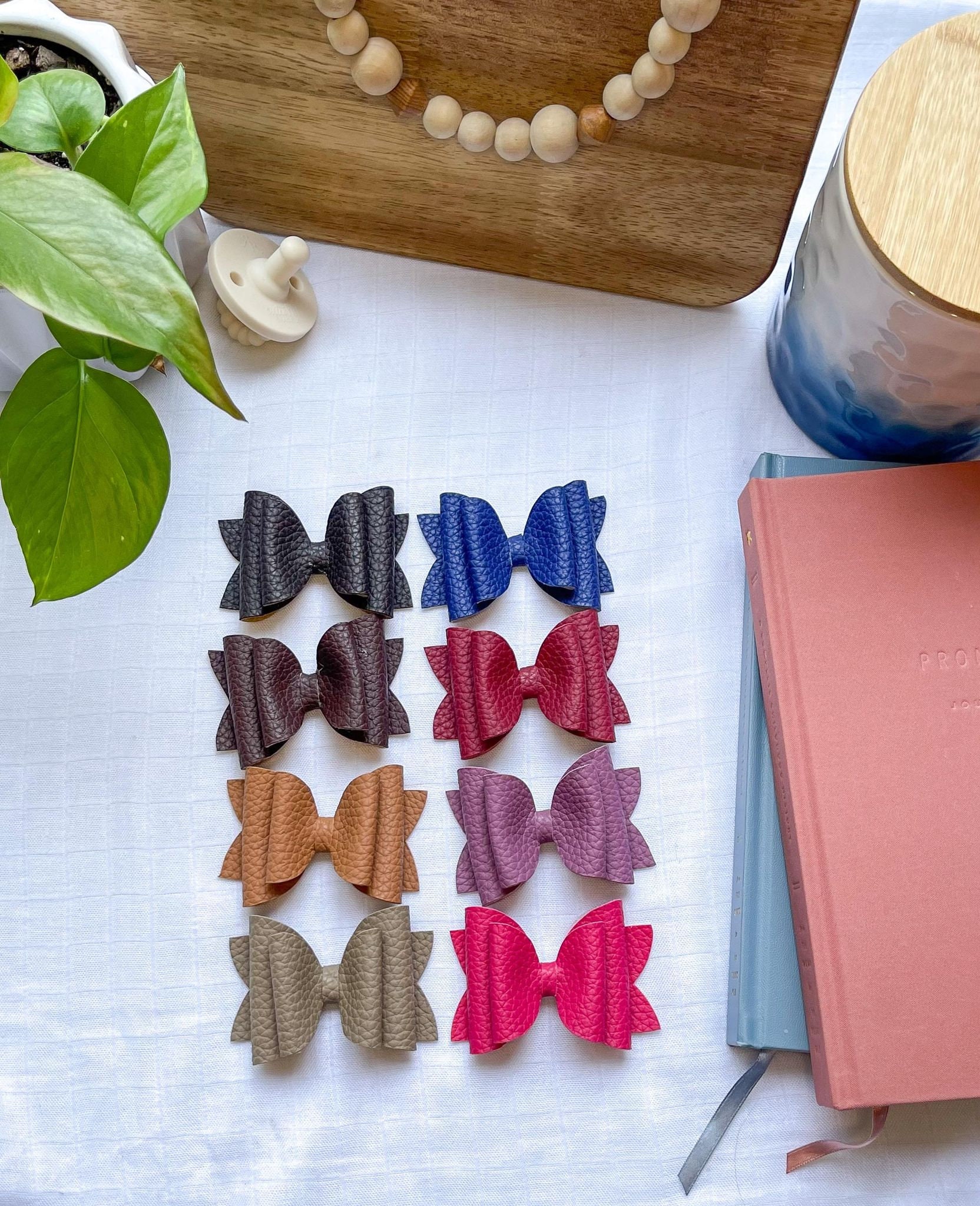 Large Faux Leather Hair Bow Attached to Nylon Headband or - Etsy