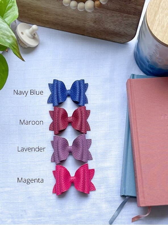Large Faux Leather Hair Bow Attached to Nylon Headband or - Etsy