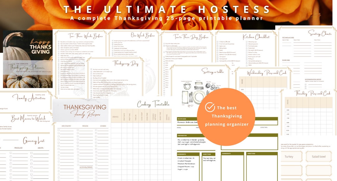Thanksgiving Planner, Thanksgiving Organizer, Holiday Checklist ...