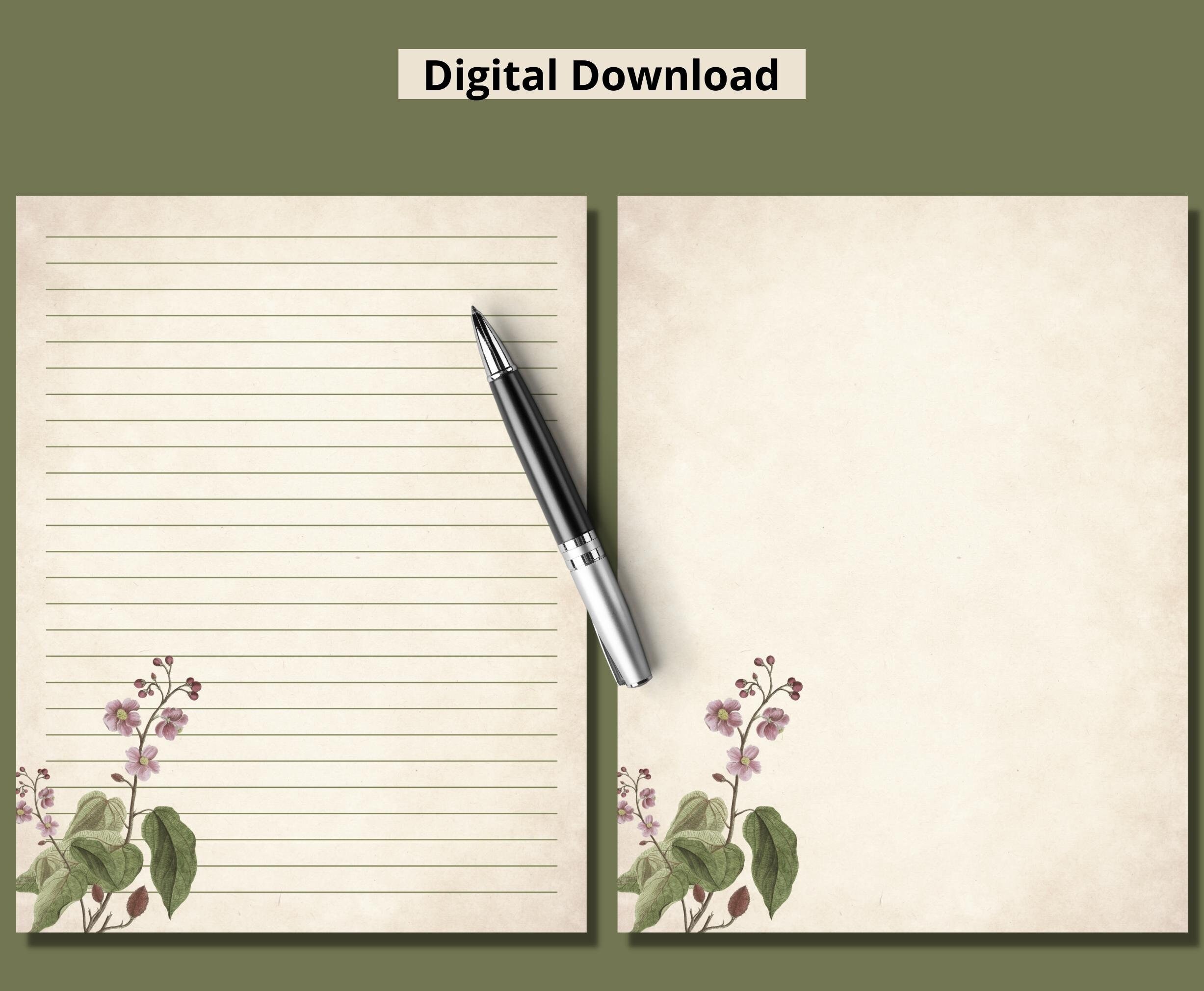 Vintage Printable Stationery Paper Instant Download Letter - Etsy